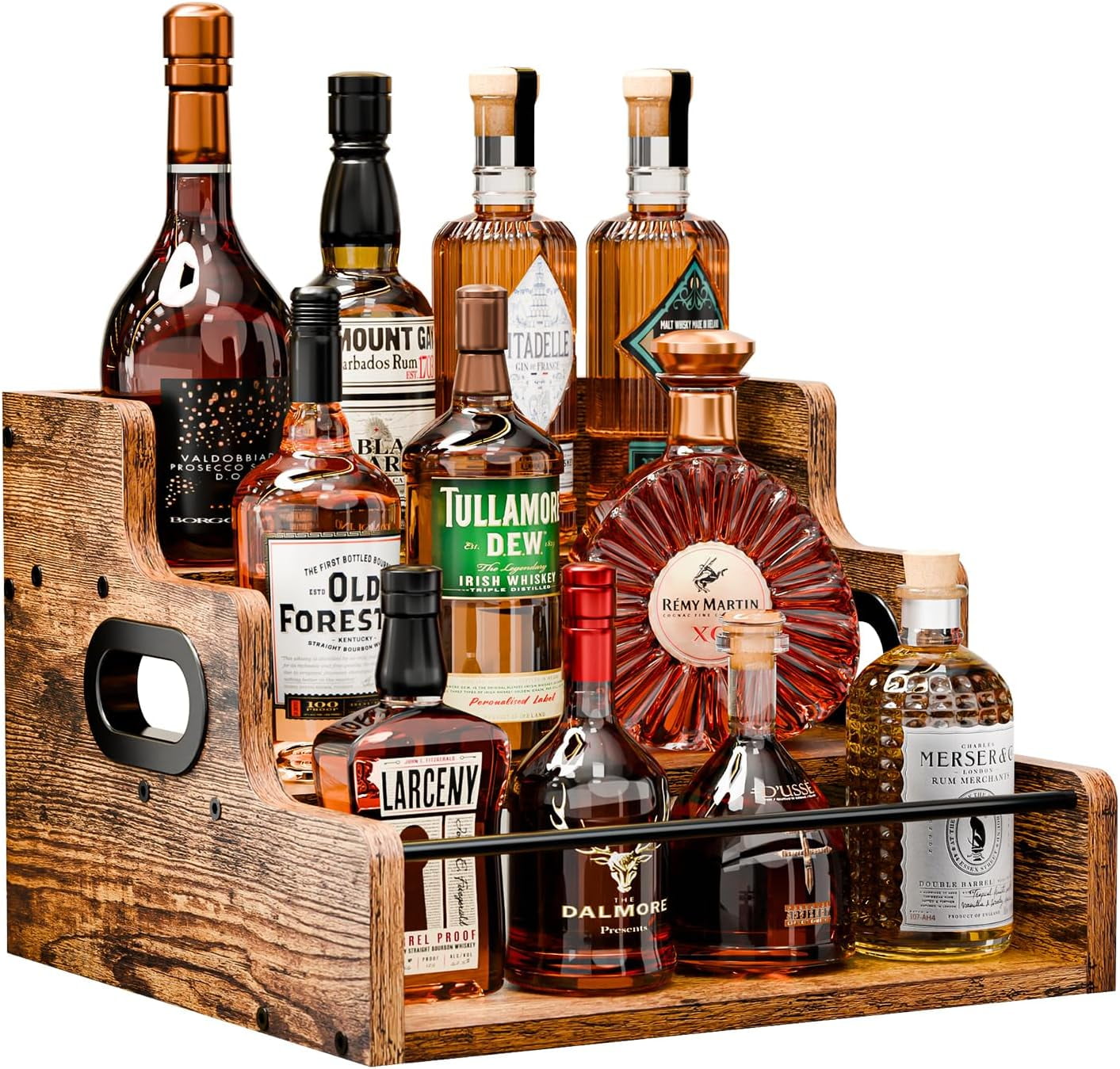 Liquor Bottle Display Shelf, Coffee Syrup Rack Organizer, 3 Step ...