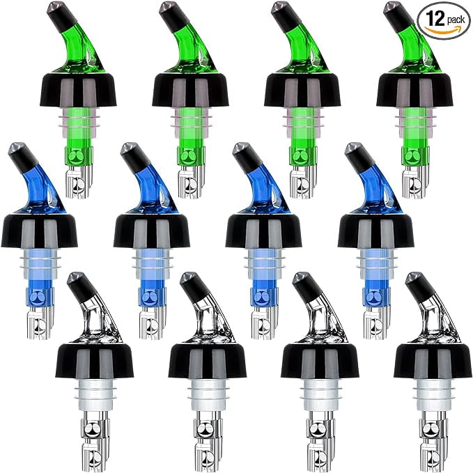 Liquor Bottle Pourers 1oz Set of 12 Measured Bottle Spirits Alcohol ...