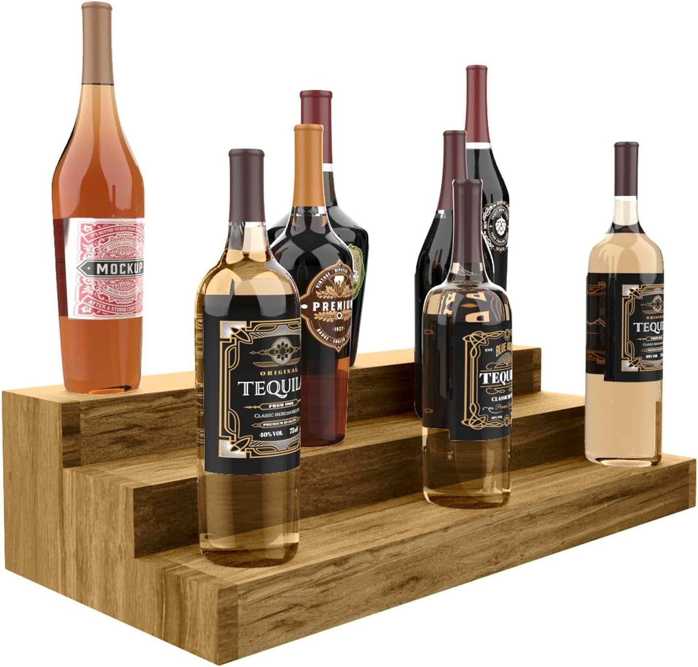 Liquor Bottle Stand - 3 Tier Liquor Bar Bottle Display Shelf, Holds 18 ...