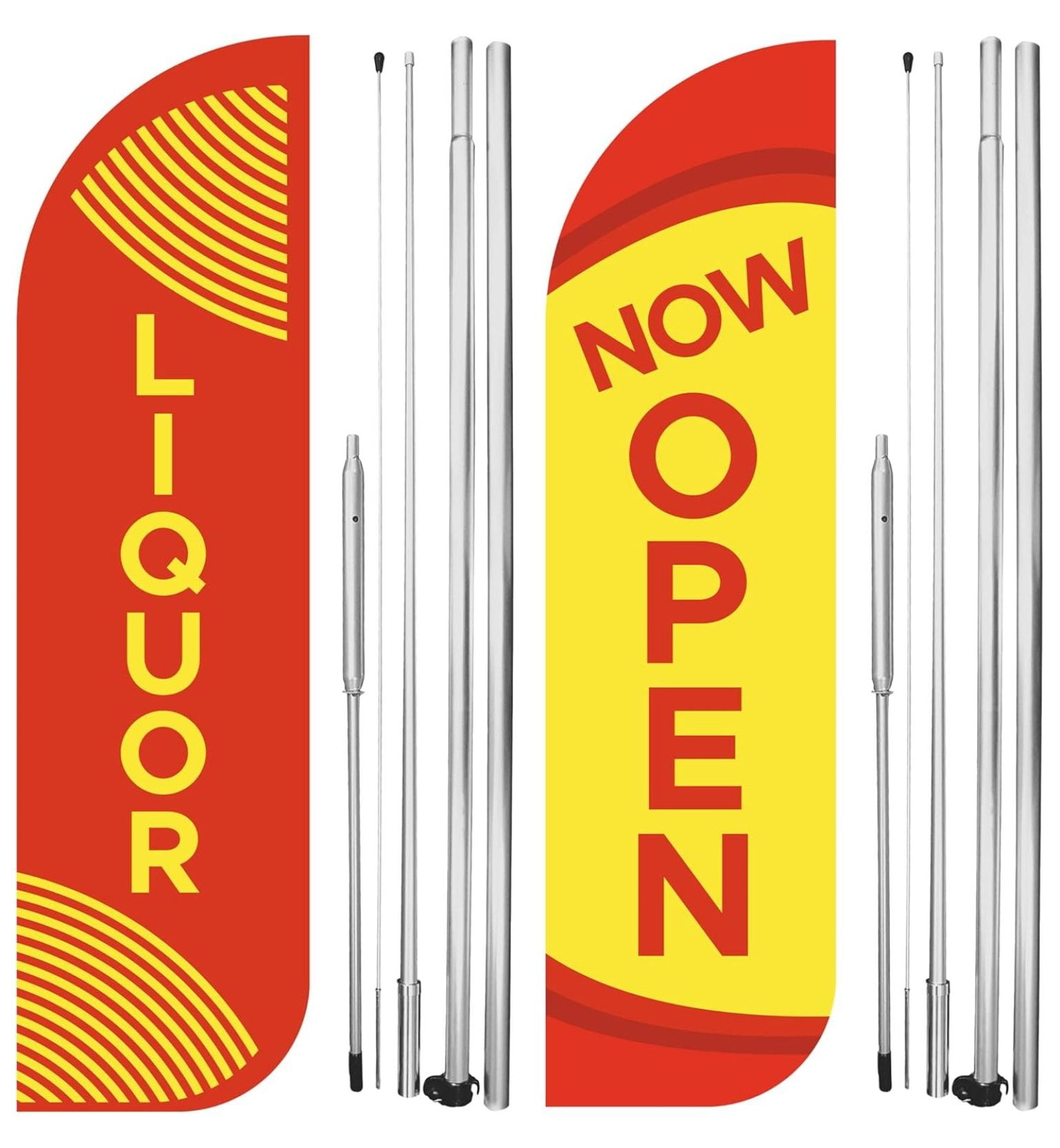 Liquor Store Now Open King Flag Sign With Complete Pole Set - Pack of 2 ...