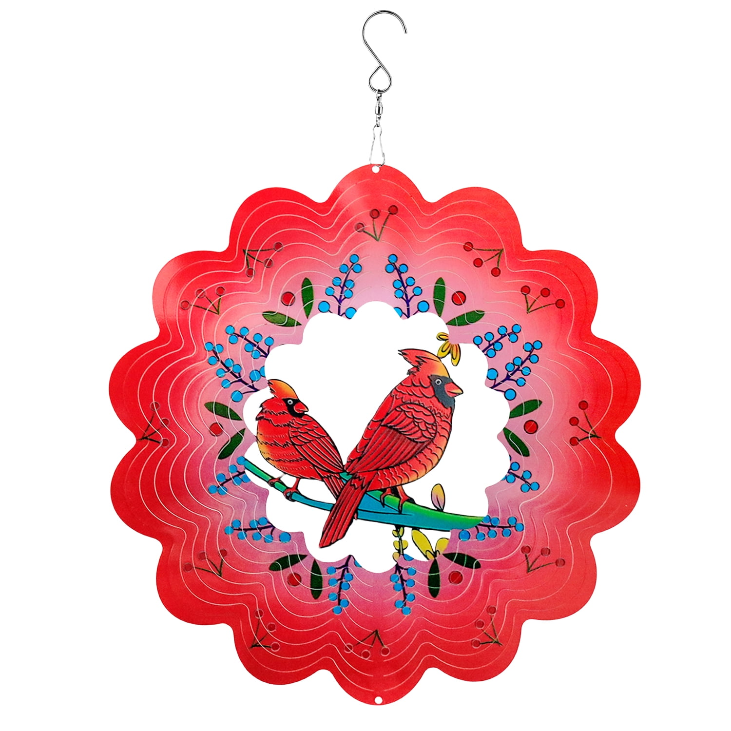 Liranovly 3D Metal Cardinal Wind Spinner-Hanging 12in Spinfinity ...