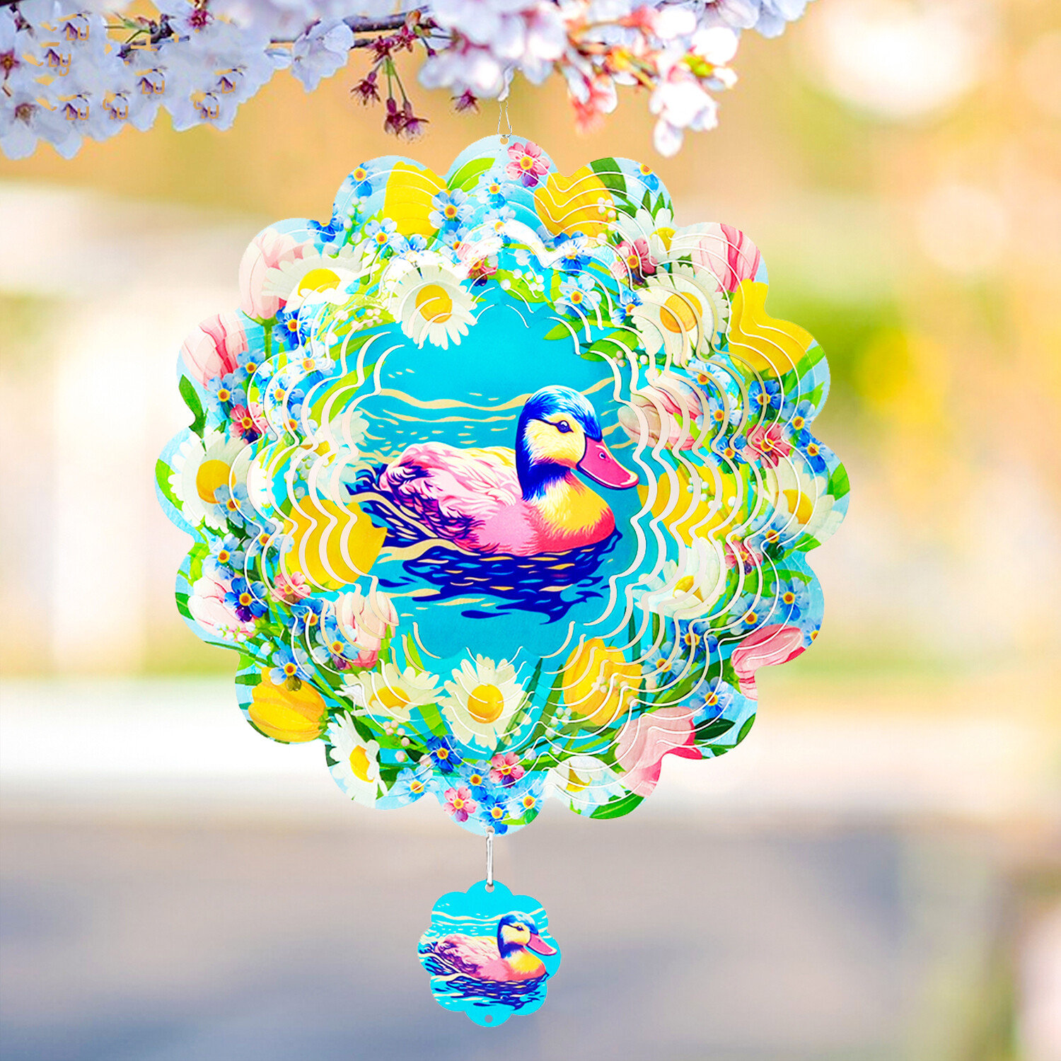 Liranovly 3D Metal Duck Wind Spinner-Hanging 12in Spinfinity Designs ...