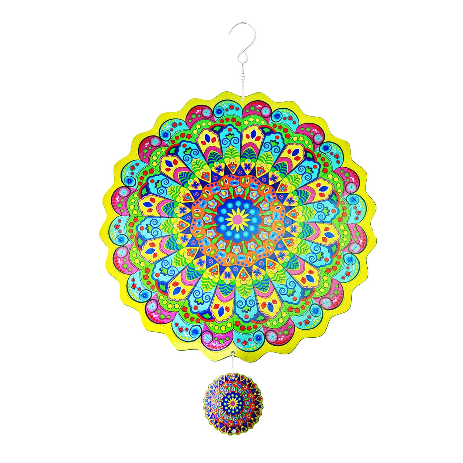 Liranovly 3D Metal Green Mandala Wind Spinner-Hanging 12in Spinfinity ...