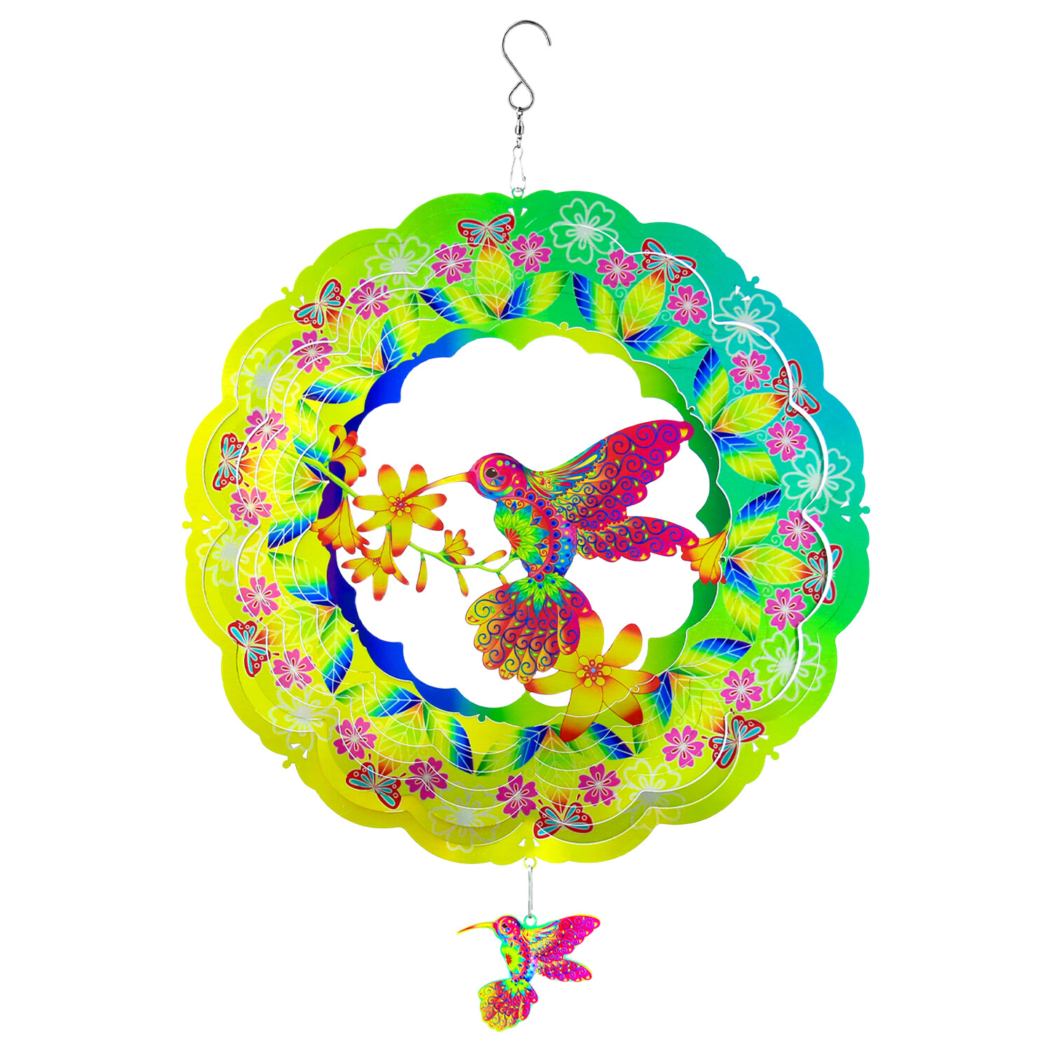 Liranovly 3D Metal Hummingbird Wind Spinner-Hanging 12in Spinfinity ...