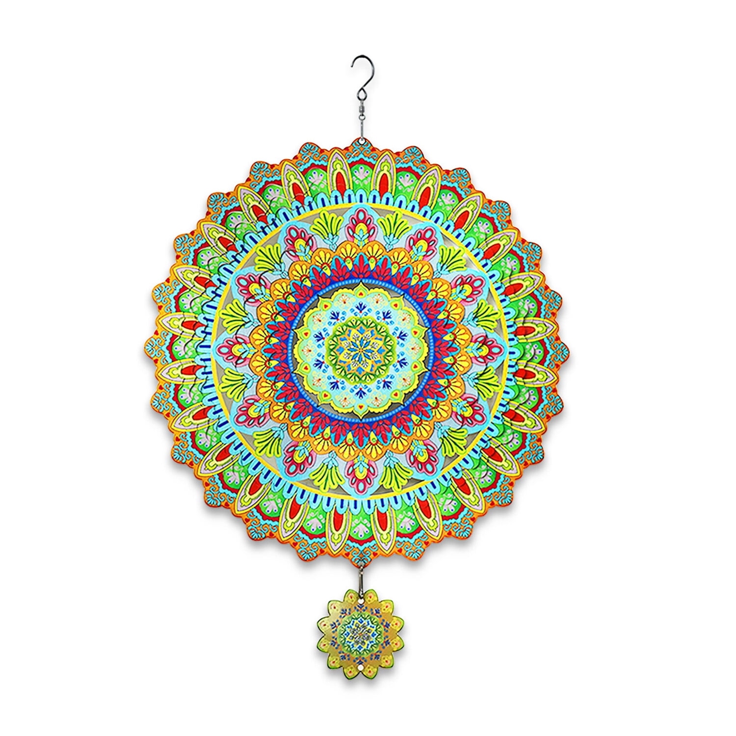Liranovly 3D Metal Orange Mandala Wind Spinner-Hanging 12in Spinfinity ...