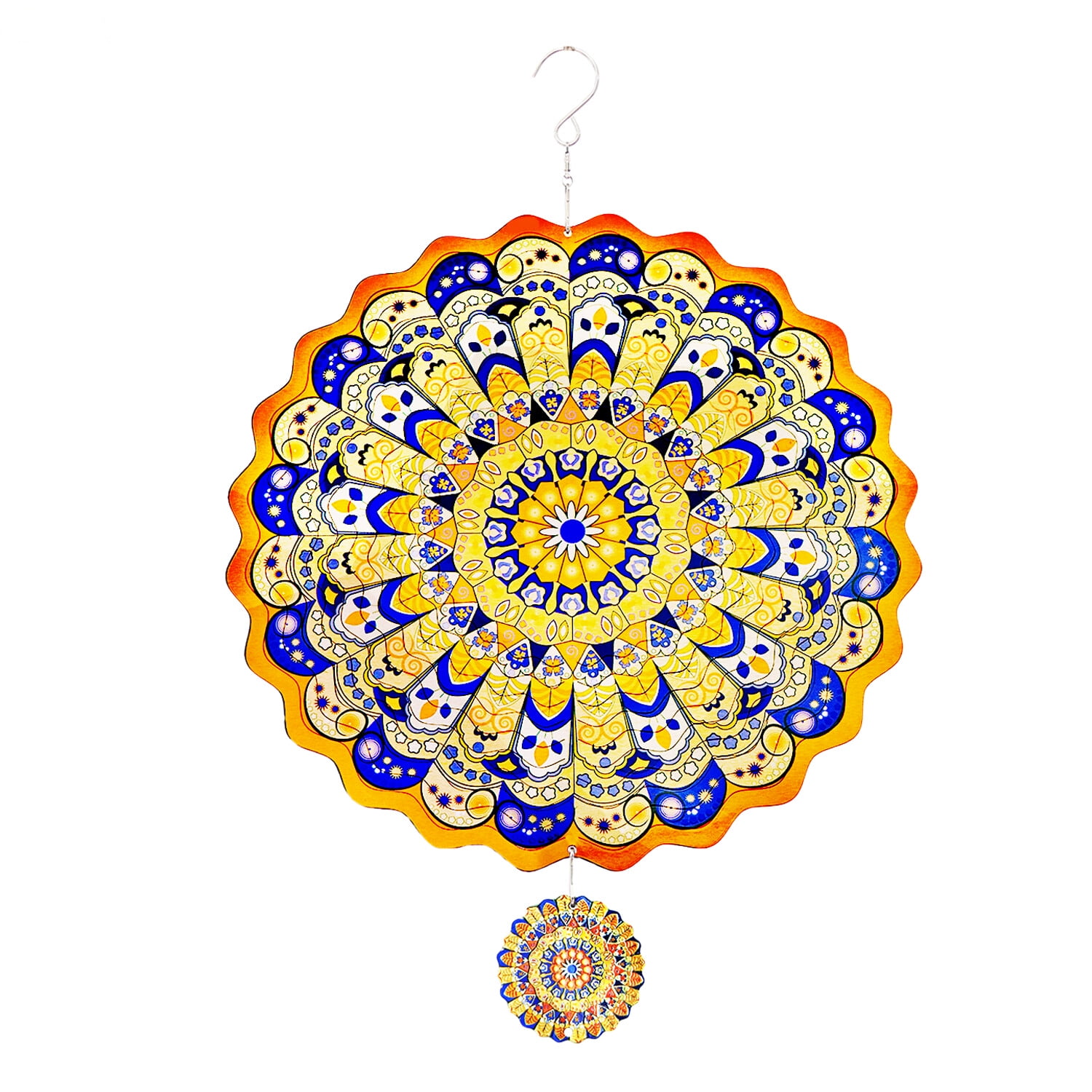 Liranovly 3D Metal Orange Mandala Wind Spinner-Hanging 12in Spinfinity ...