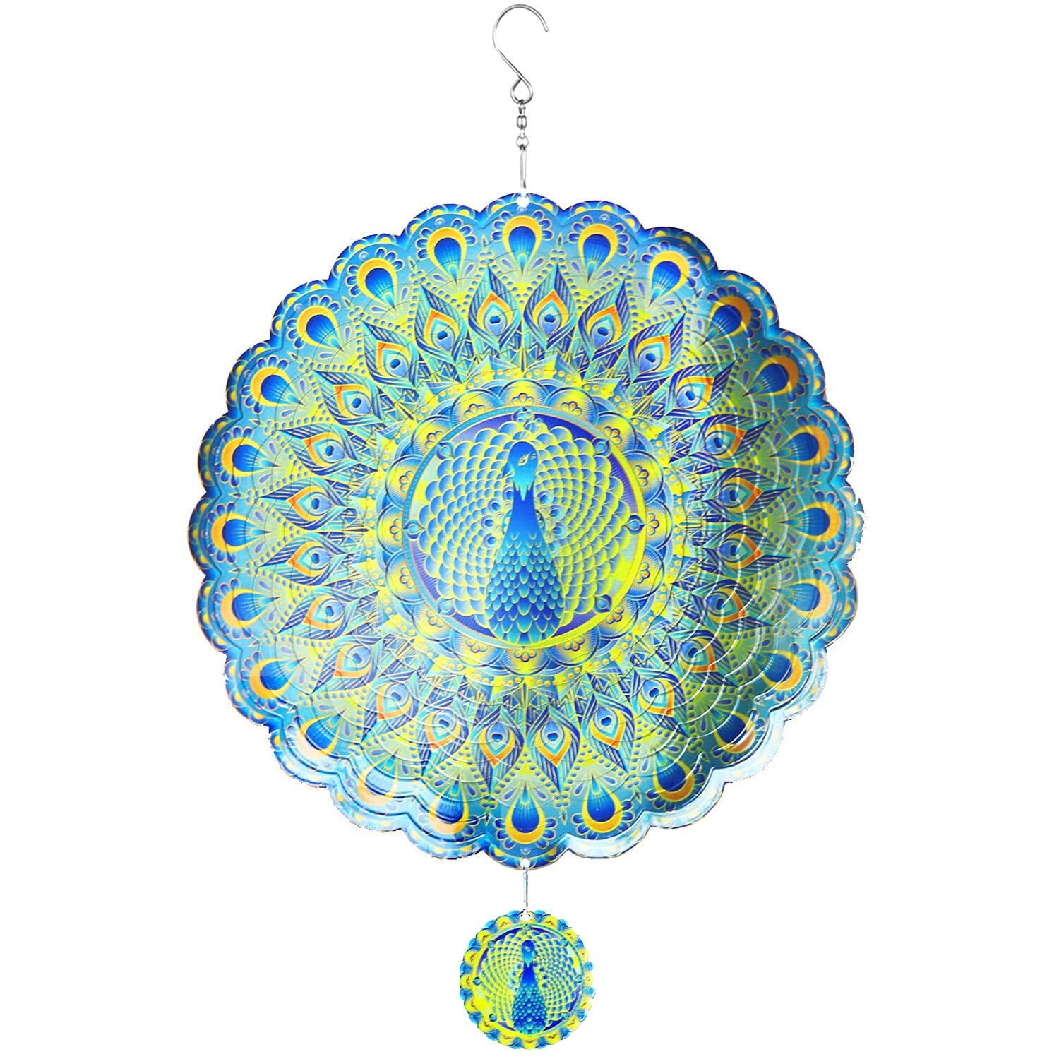 Liranovly 3D Metal Peacock Wind Spinner-Hanging 12in Spinfinity Designs ...
