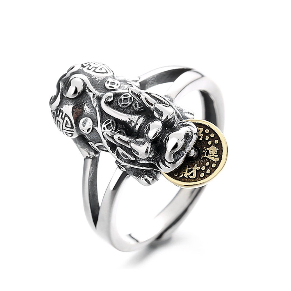 Liranovly Feng Shui Ring, Vintage 925 Sterling Silver Plated White Gold ...