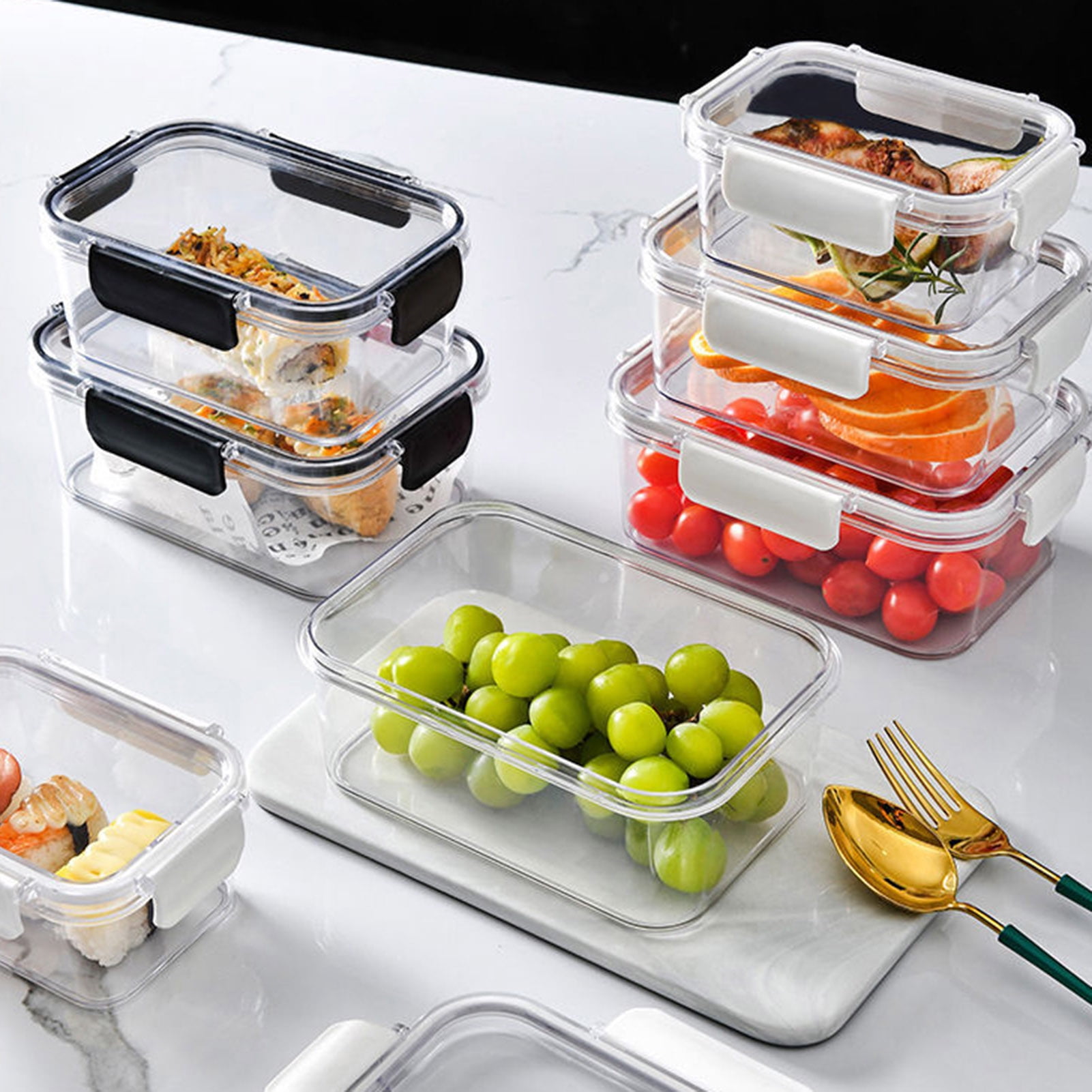 Lirehad 1/3Pcs Clear Food Box Airtight Lunch Container with Lid BPA ...