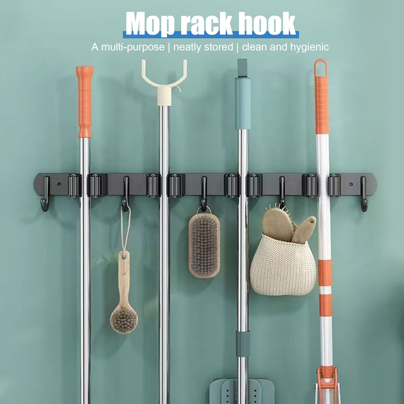 Lirehad Broom Holder Wall Mount Mop Hanger with Hook Simple ...