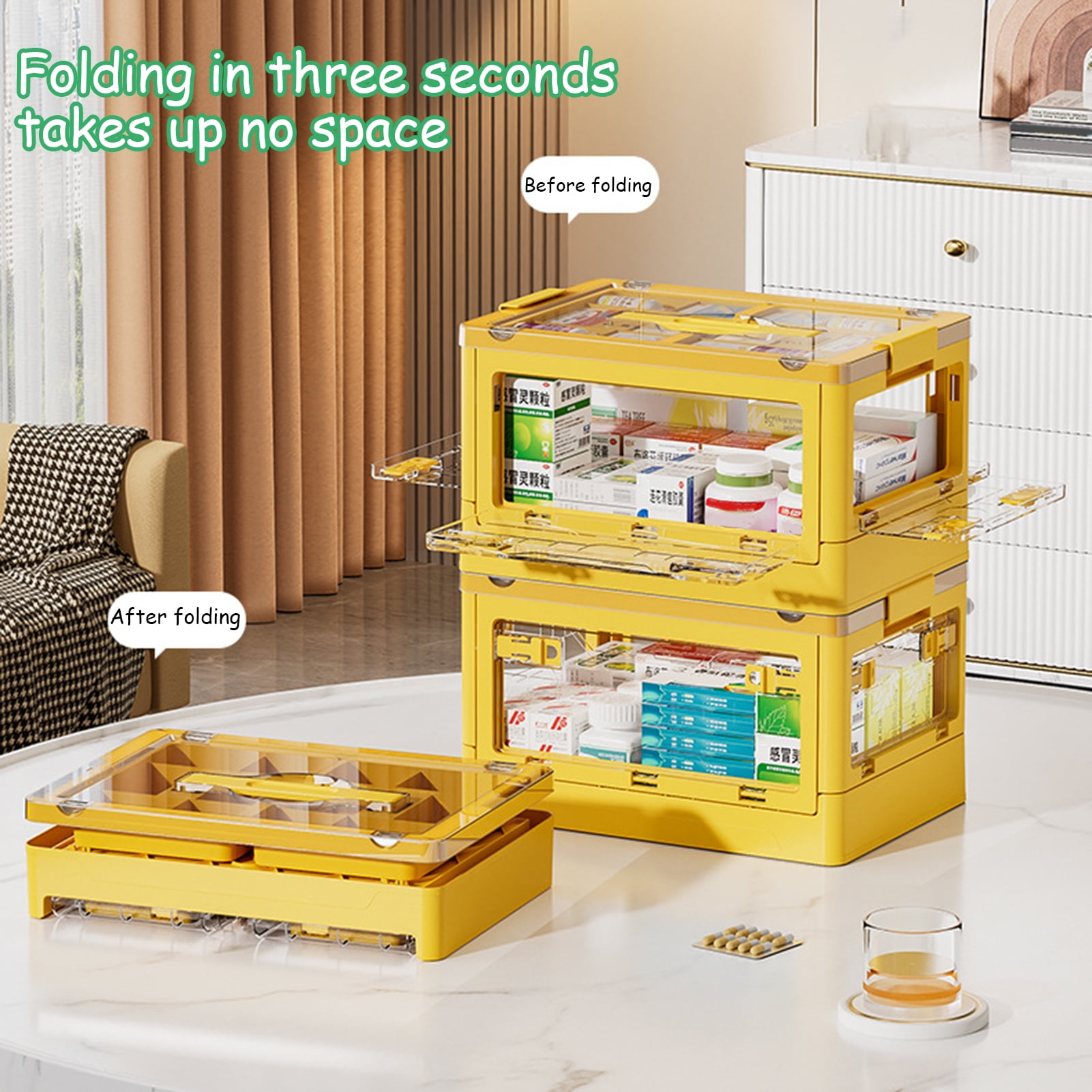 Lirehad Extra Large Medicine Storage Box with 2 Detachable Trays Handle ...