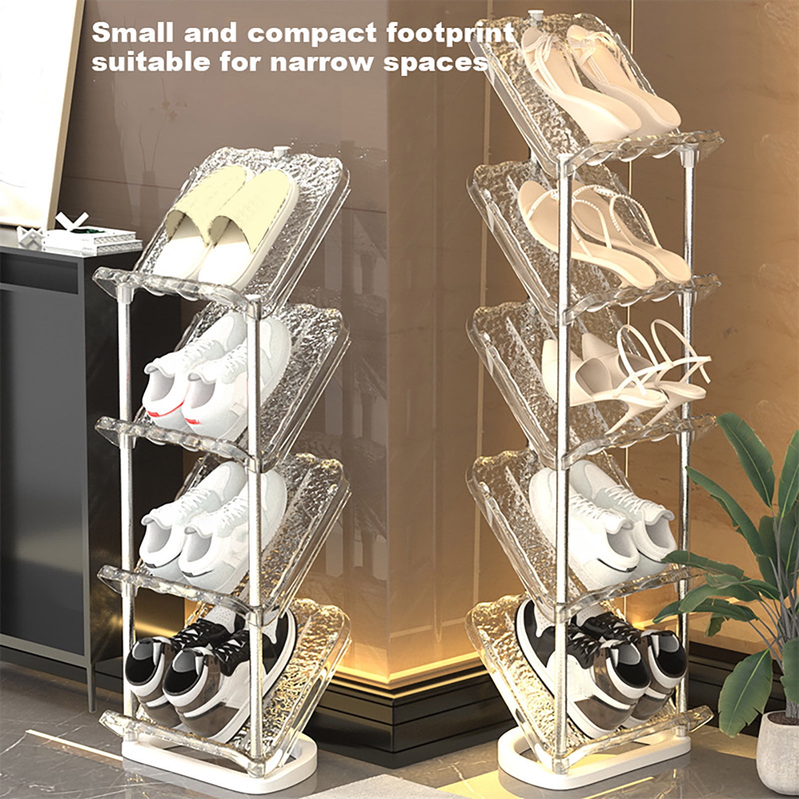 Lirehad Sloping Narrow Shoe Rack 5 Tiers Sturdy Construction Easy ...