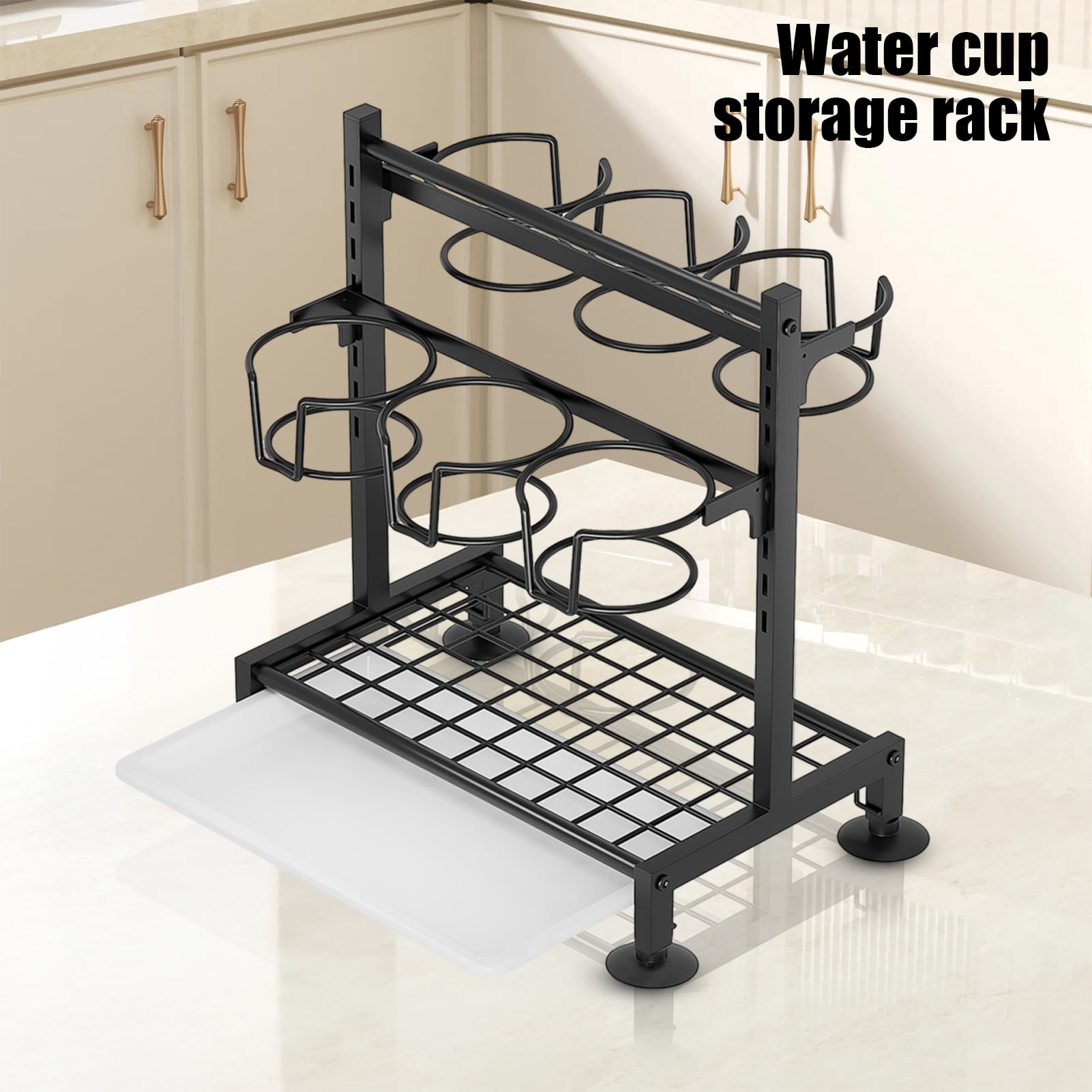 Lirehad Water Bottle Storage Rack with Drip Tray Strong Load-bearing ...