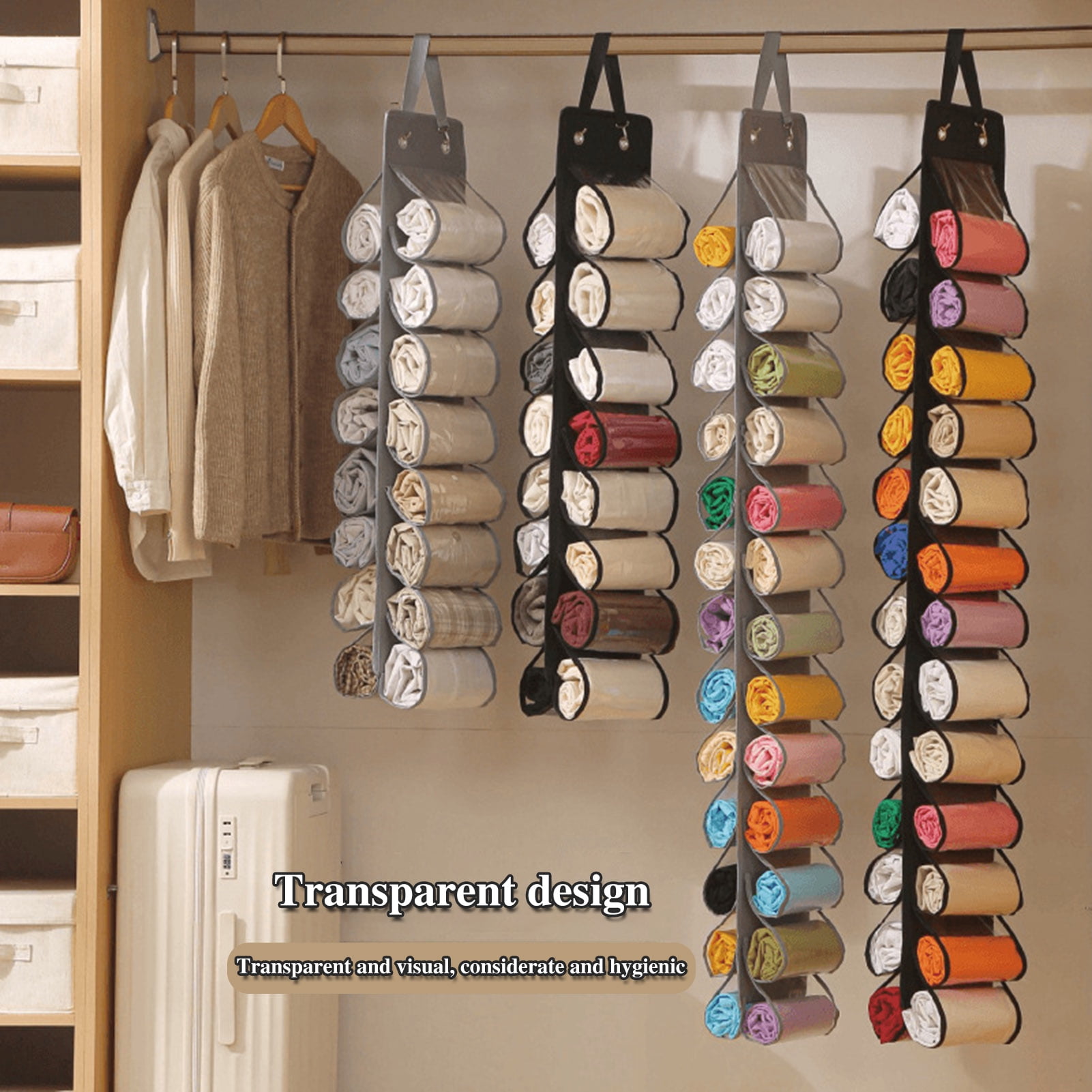 Lirehad Yoga Clothes Storage Hanging Bag 26 Grids Closet Garment ...