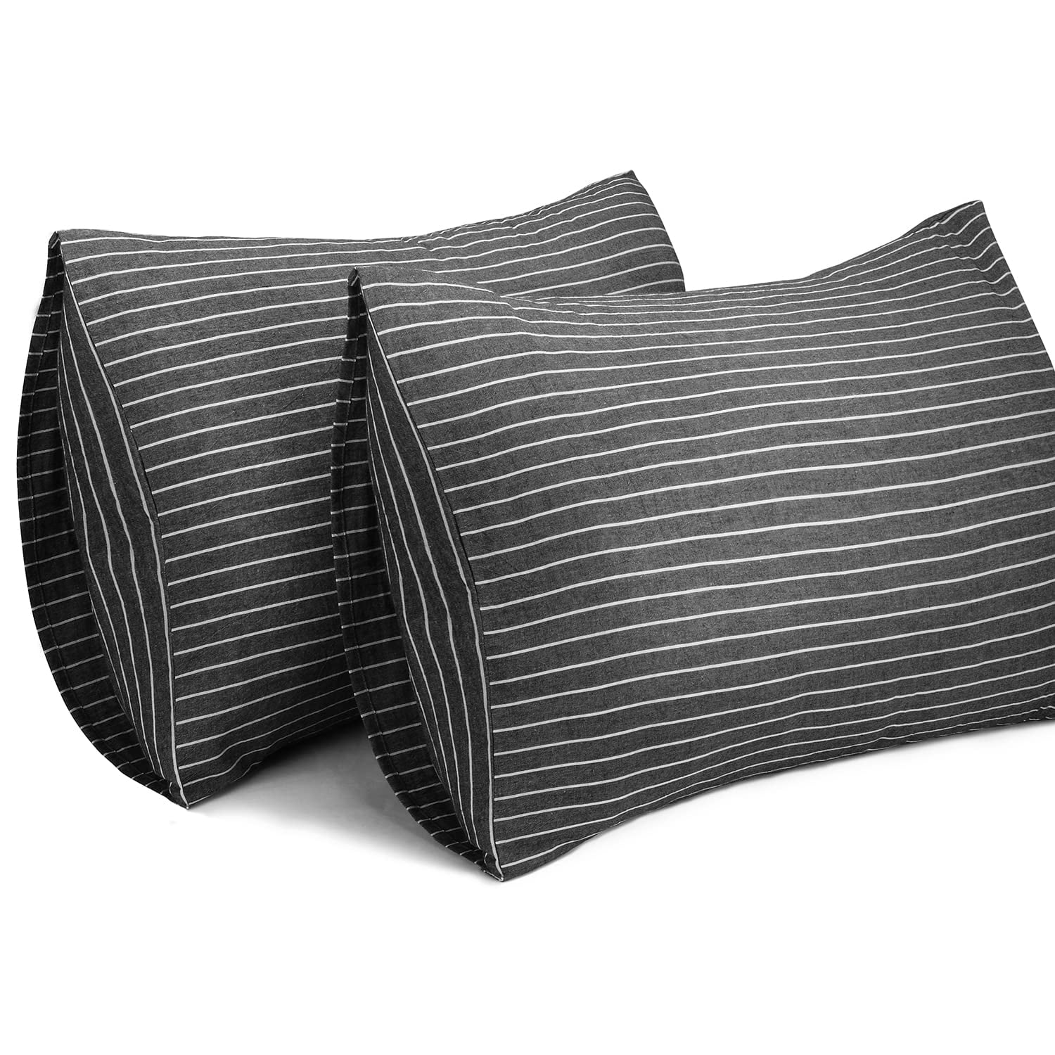 Lirex Queen Size 100% Cotton 400 Thread Count Breathable Grey Stripe ...