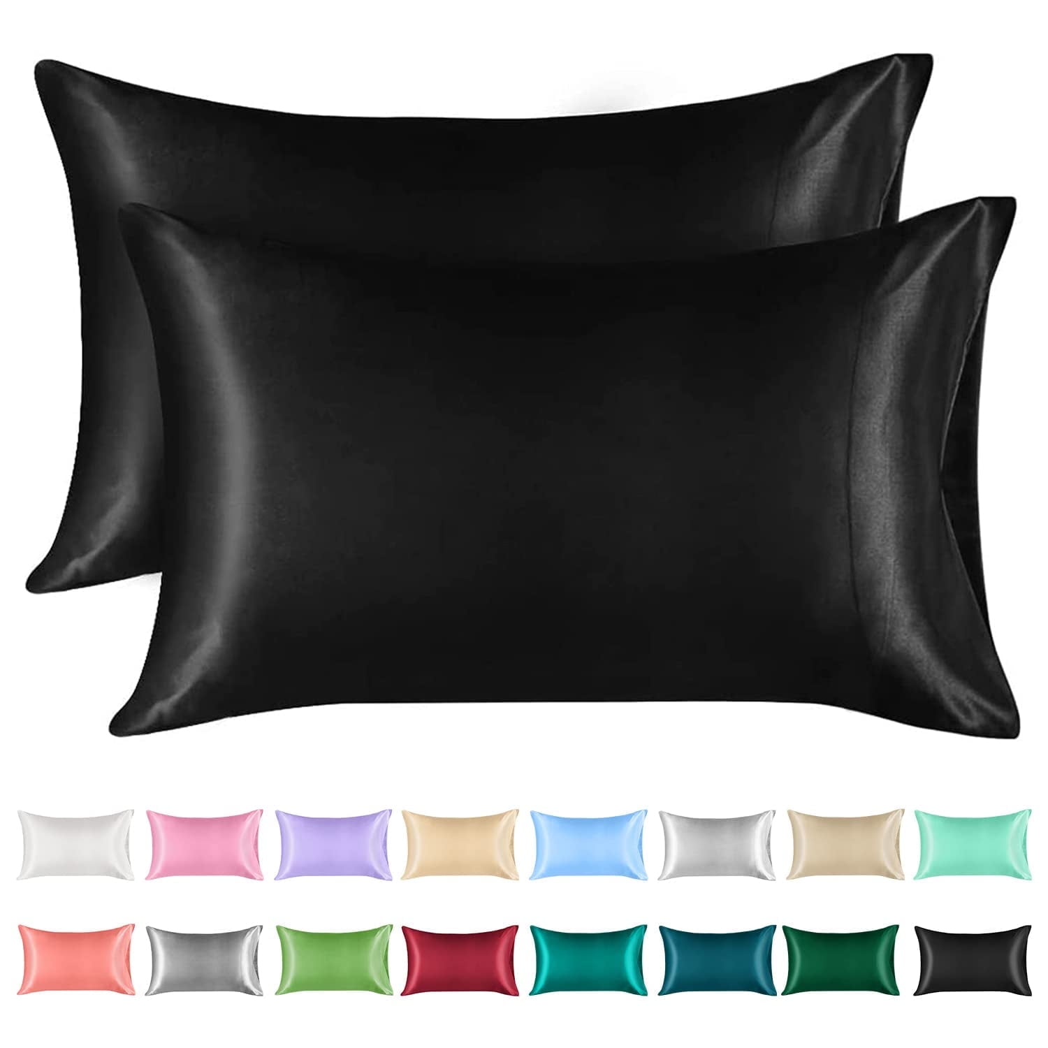 Lirex Microfiber Pillowcases 2 Pack - Standard Size Satin Silk Finish ...