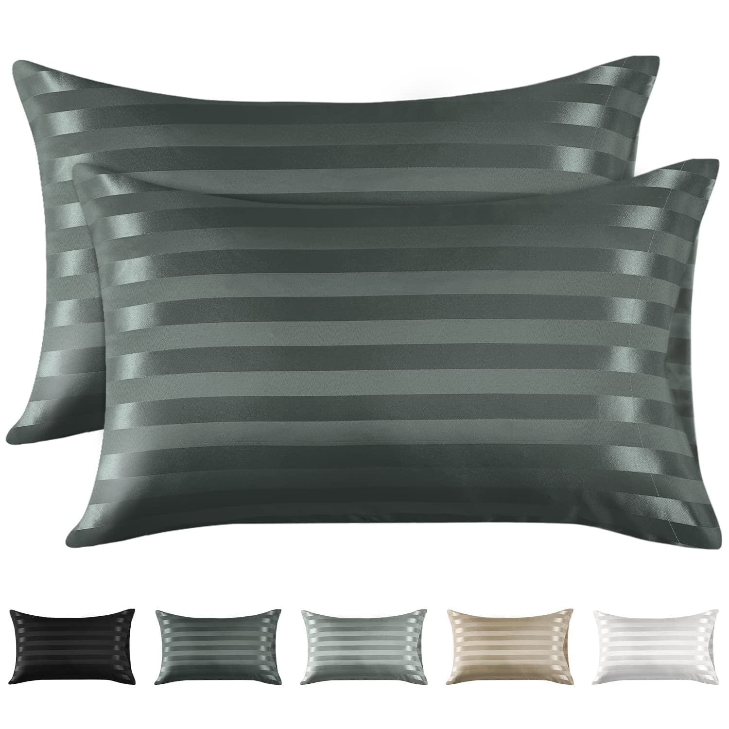 Lirex King Size Satin Pillowcases 2-Pack - Microfiber Bedding Set with ...