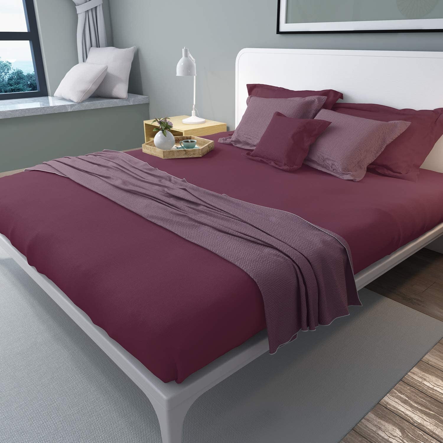 Lirex Flat Sheet, Brushed Microfiber, Queen, Extra Soft, Burgundy, 1-Pack - Walmart.com