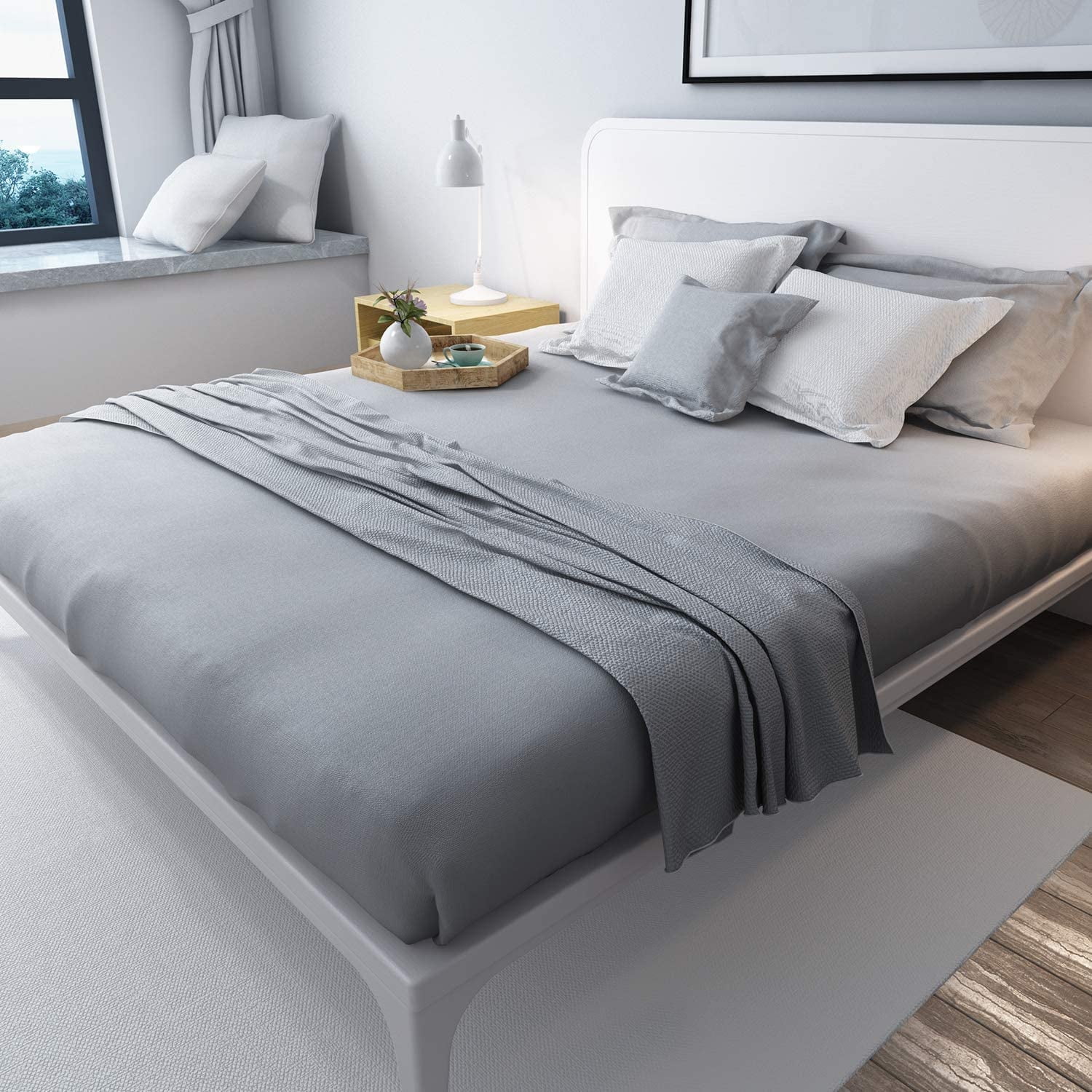 Lirex Flat Sheet, Twin Size Extra Soft Microfiber Flat Sheet (Pale Grey ...