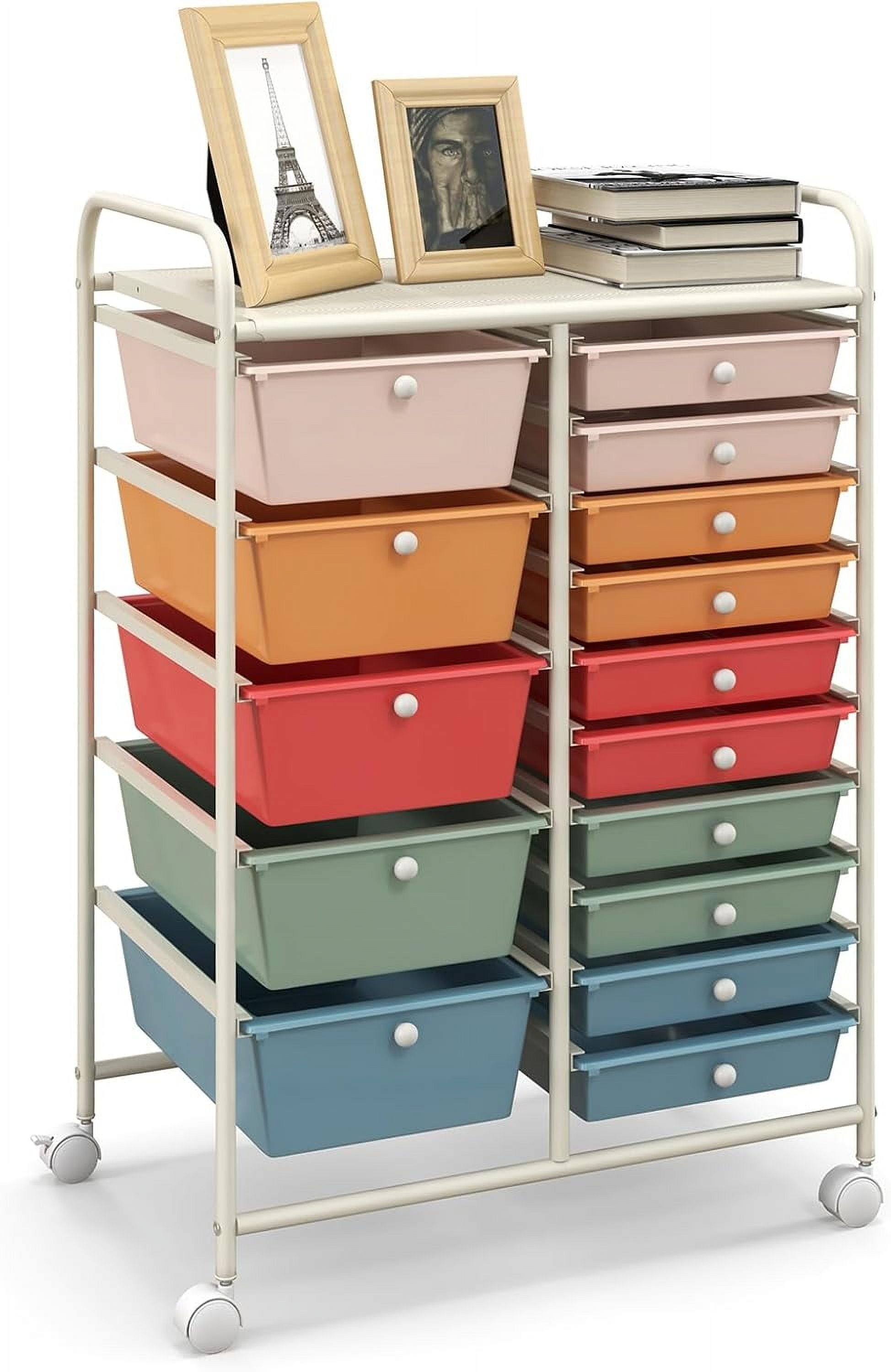 Lirted 15 Drawer Storage Drawer Cart Organizer Cart Tools for Office ...