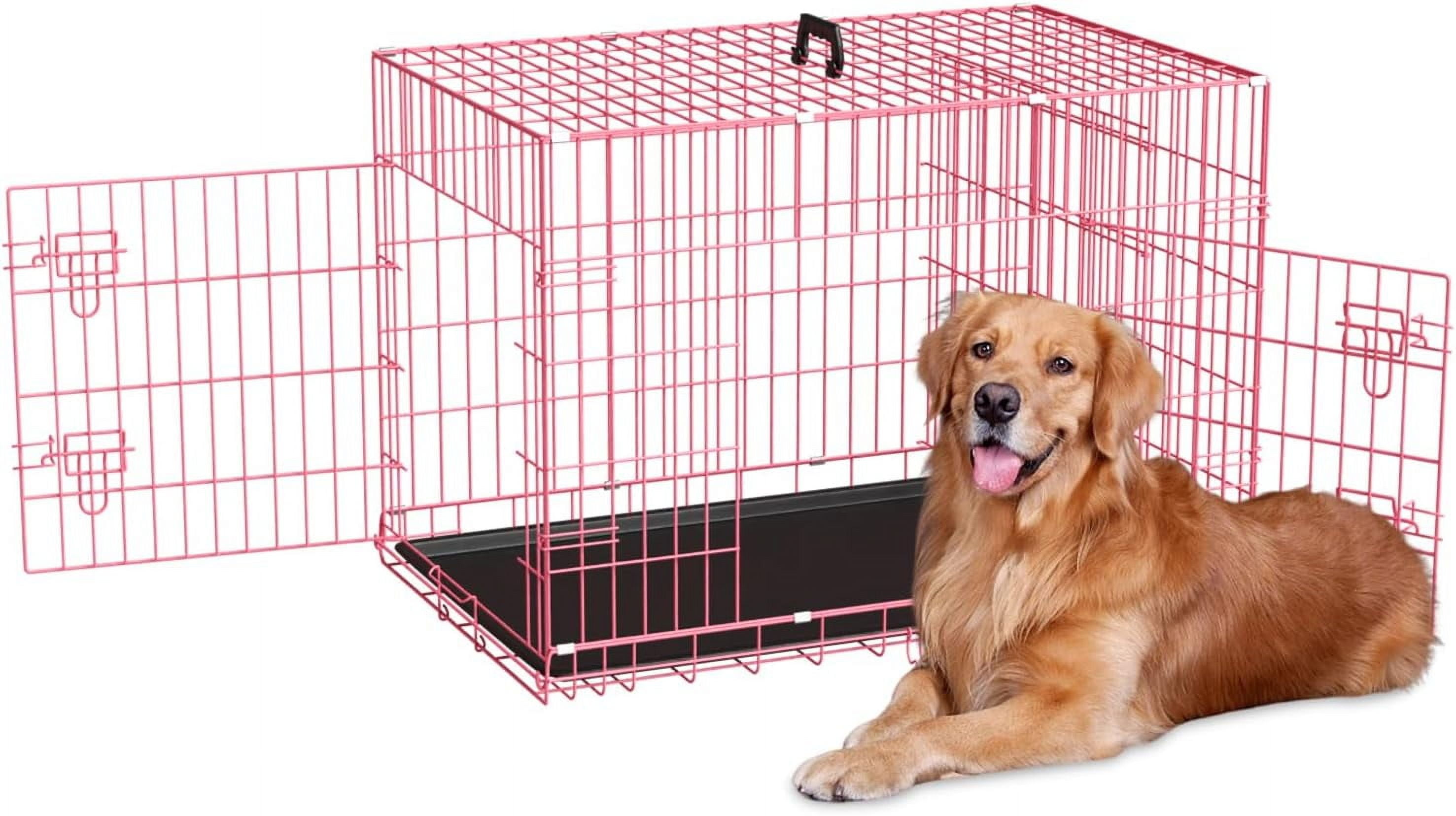 Lirted 48 Inch Dog Crate Dog Kennels Folding Mental Wire Crates Dog ...