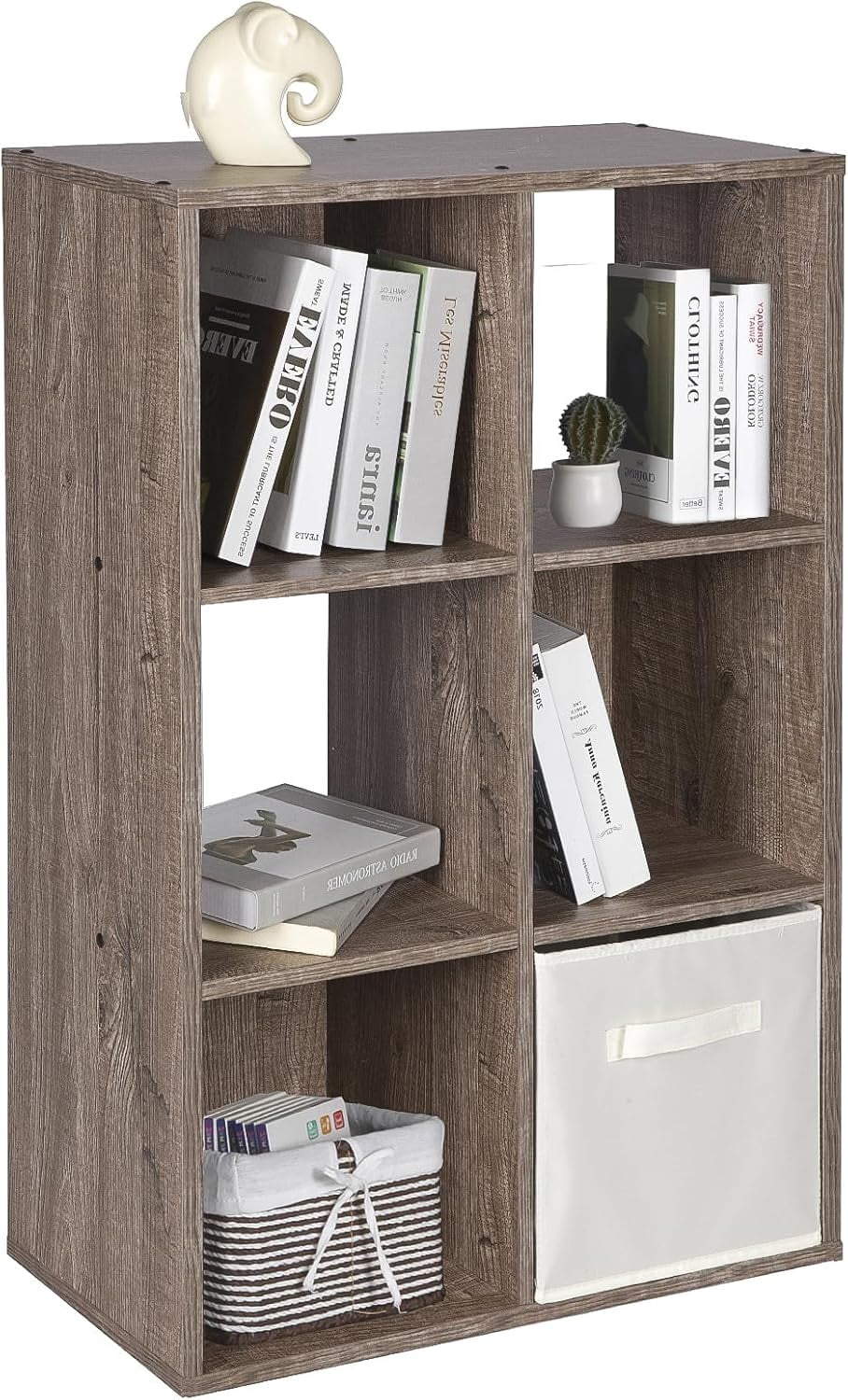 Lirted 6 Cube Storage Bookcase, Fit 11 Inch Storage Bins, Espresso ...