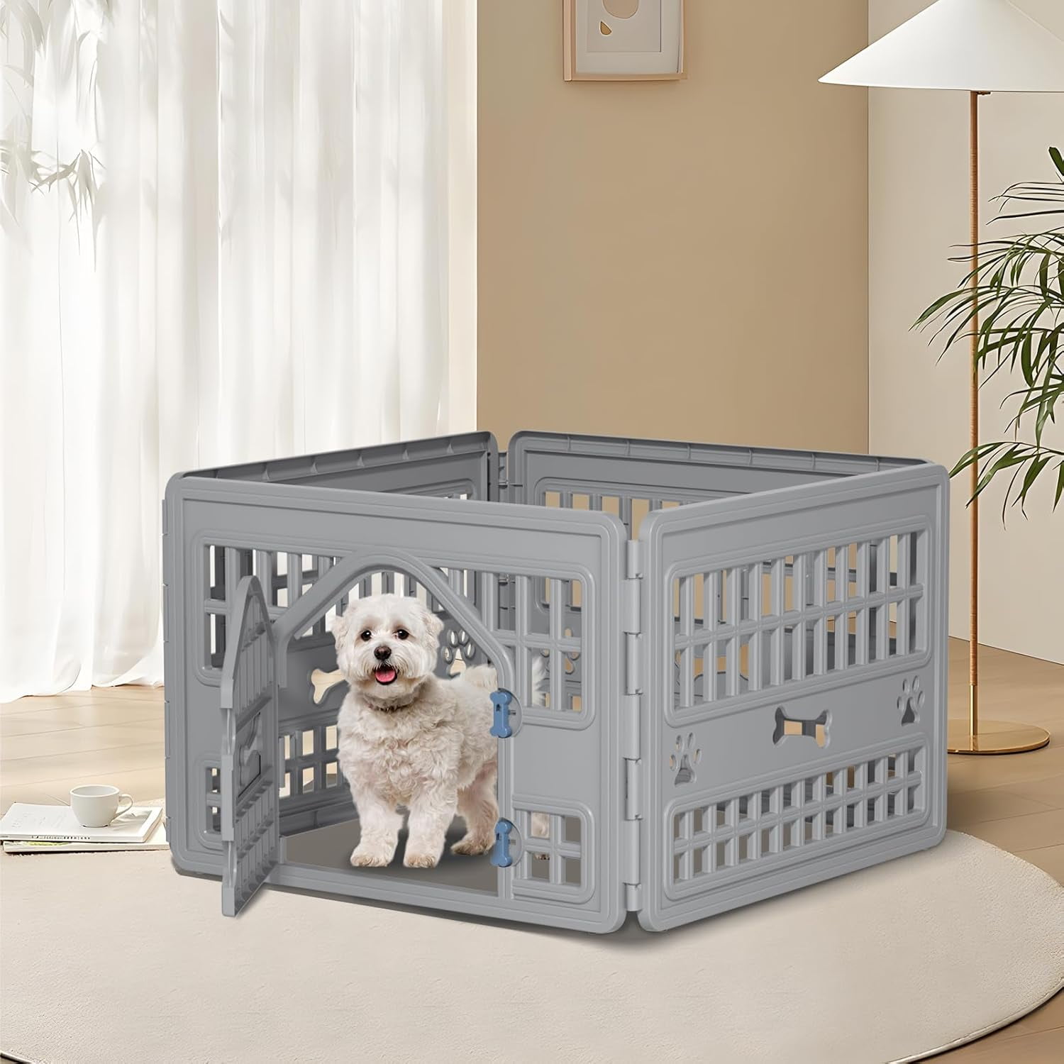 Lirted Dog Playpen Outdoor Waterproof,Heavy Resin Puppy Fence Indoor ...