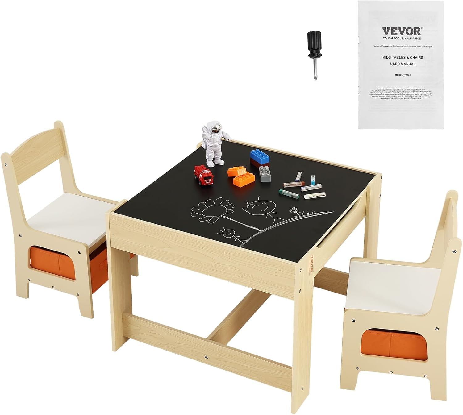 Lirted Kids Table and Chair Set - 3 in 1 Wooden Table With Storage ...