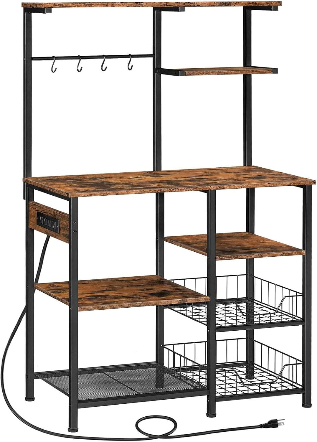 Lirted Large Bakers Rack with Power Outlets, 6-Tier Microwave Stand ...