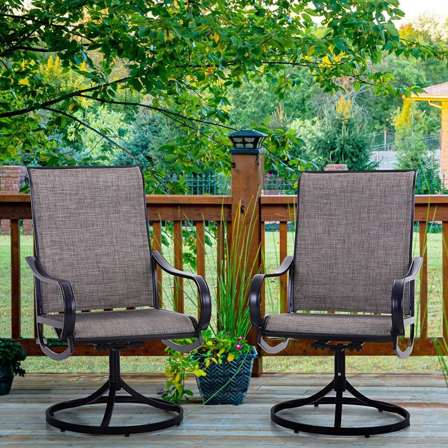 Lirted Patio Swivel Dining Chairs Set of 2, Outdoor Metal Chair with ...