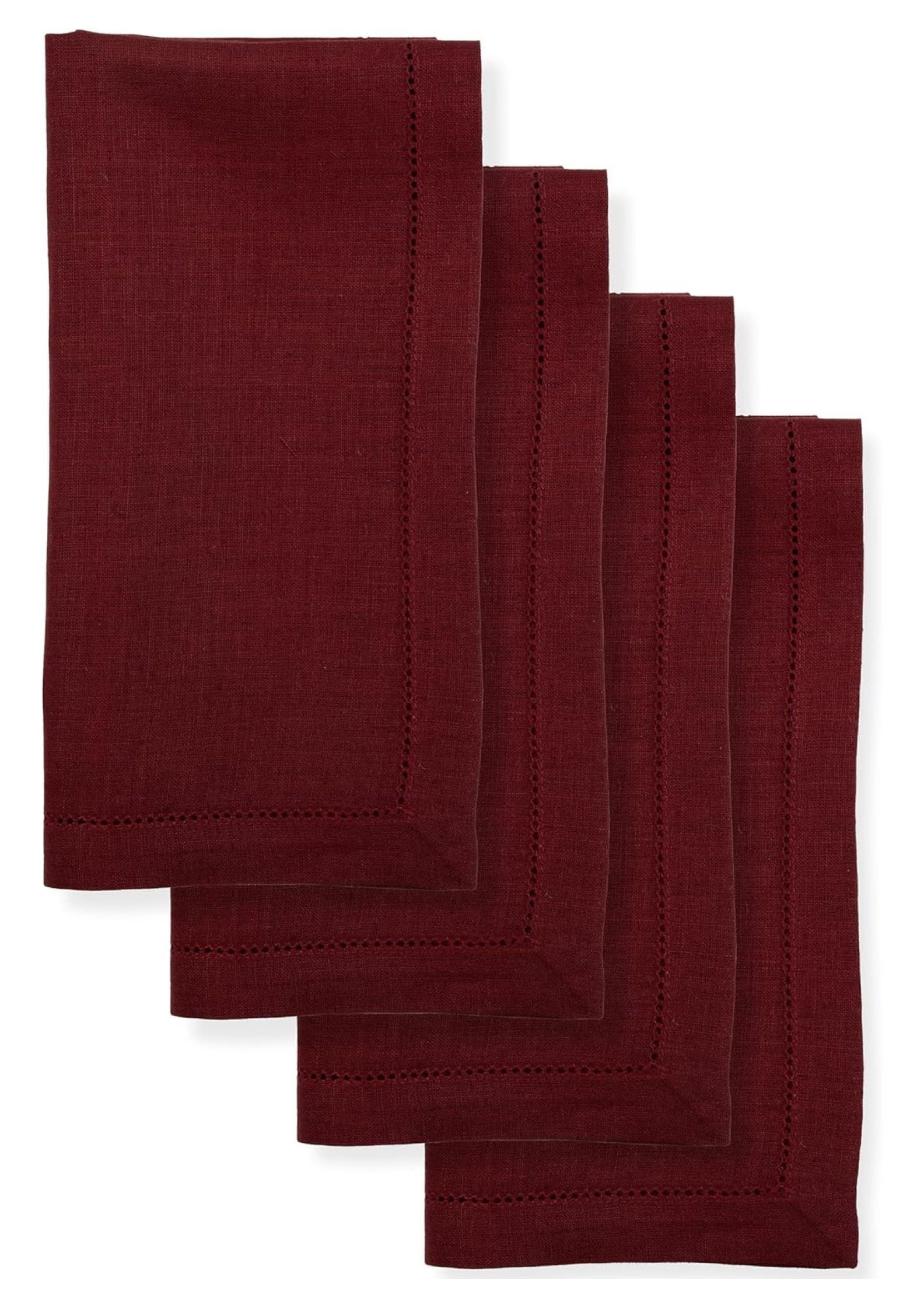 LirtedAura Dark Red Linen Napkins Set of 4-20 x 20 Inch, Spring Cloth ...