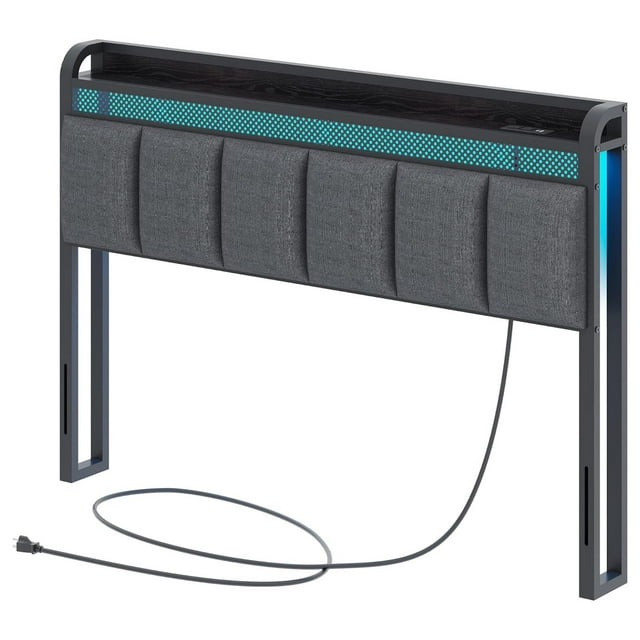 LirtedAura Queen Size Headboard with Storage, LED Headboard with ...