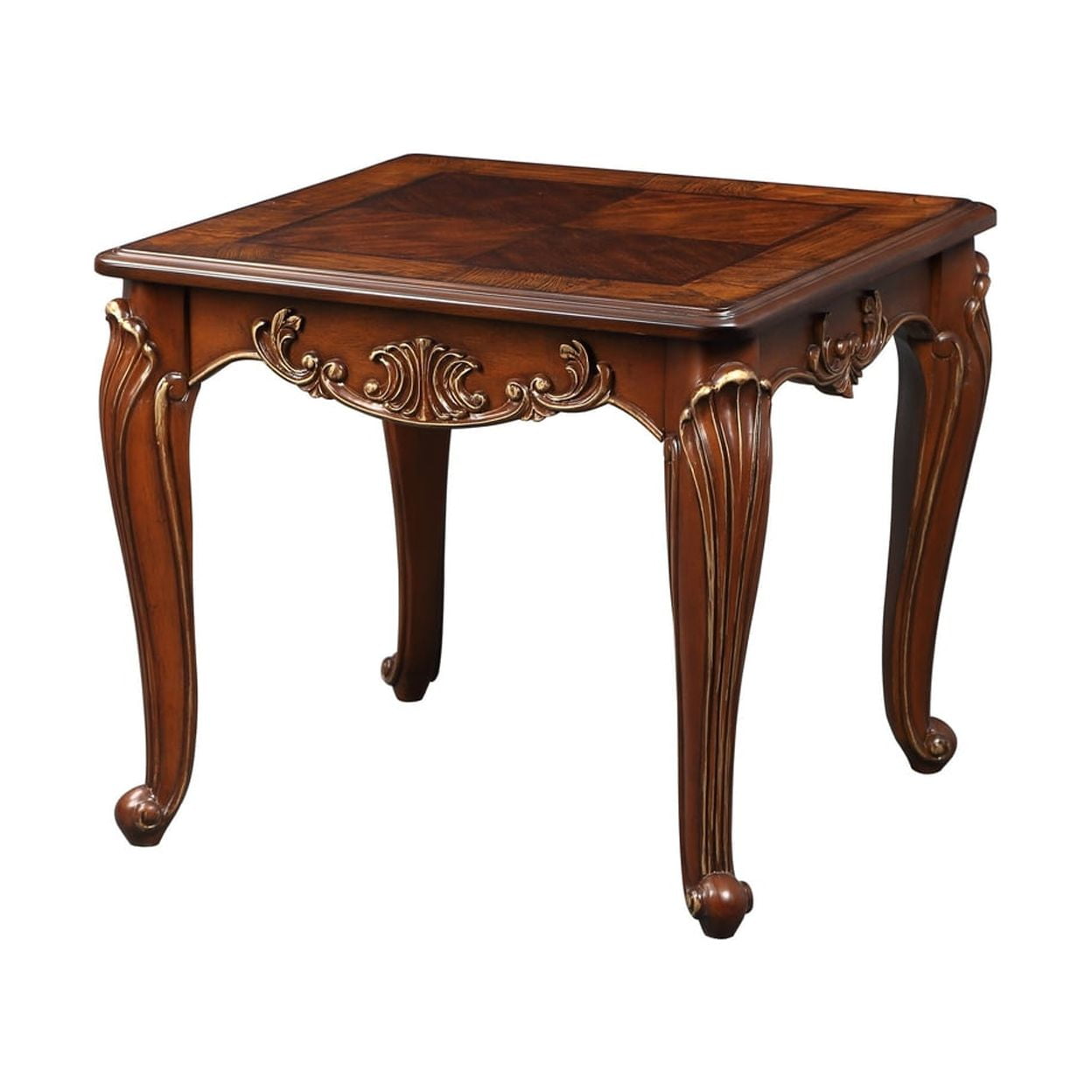 Lisa 28 Inch Side End Table - Ornate Curved Apron - Cabriole Legs ...