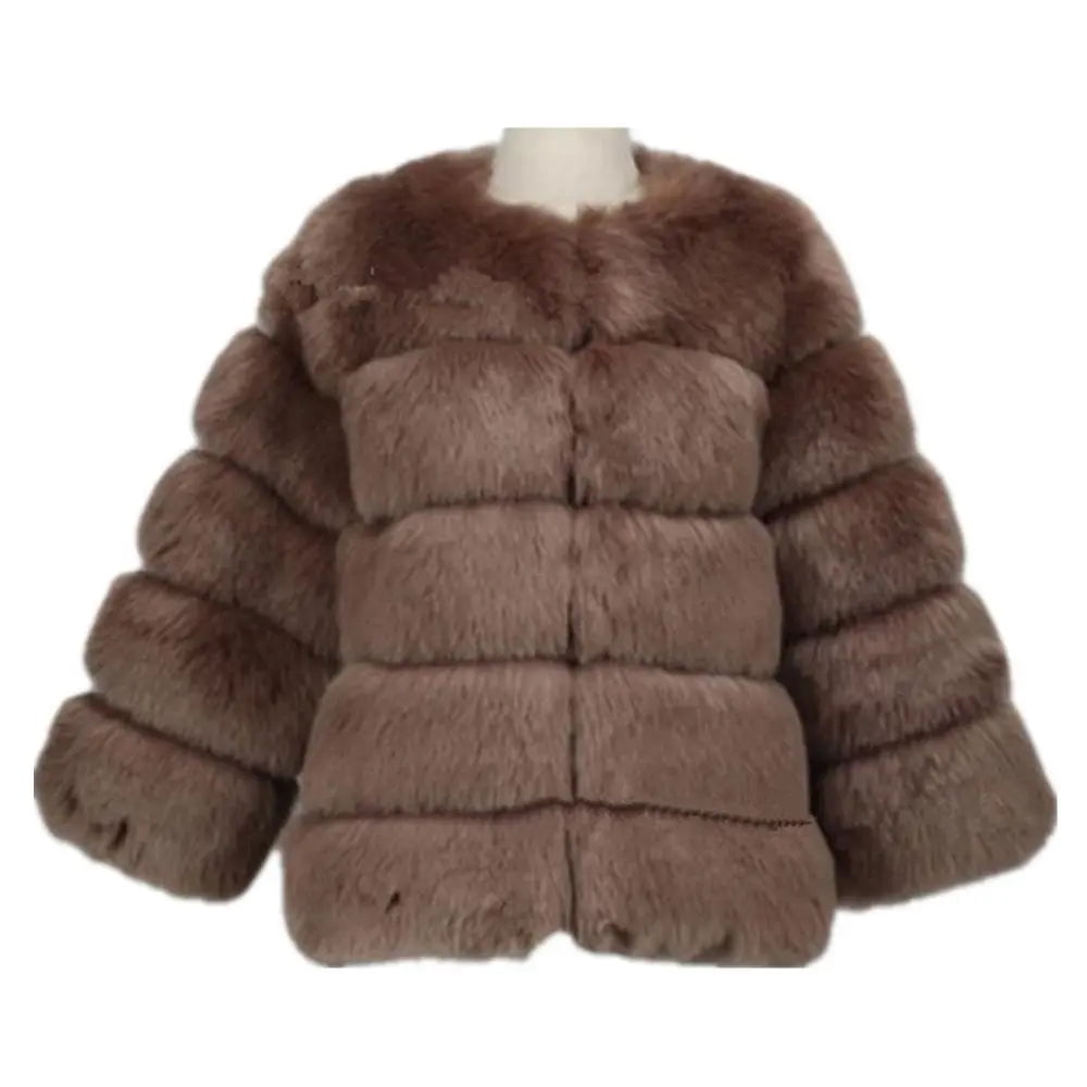 Lisa Colly New High Imitation Long Sleeves Short Fox Fur Coat Jacket ...