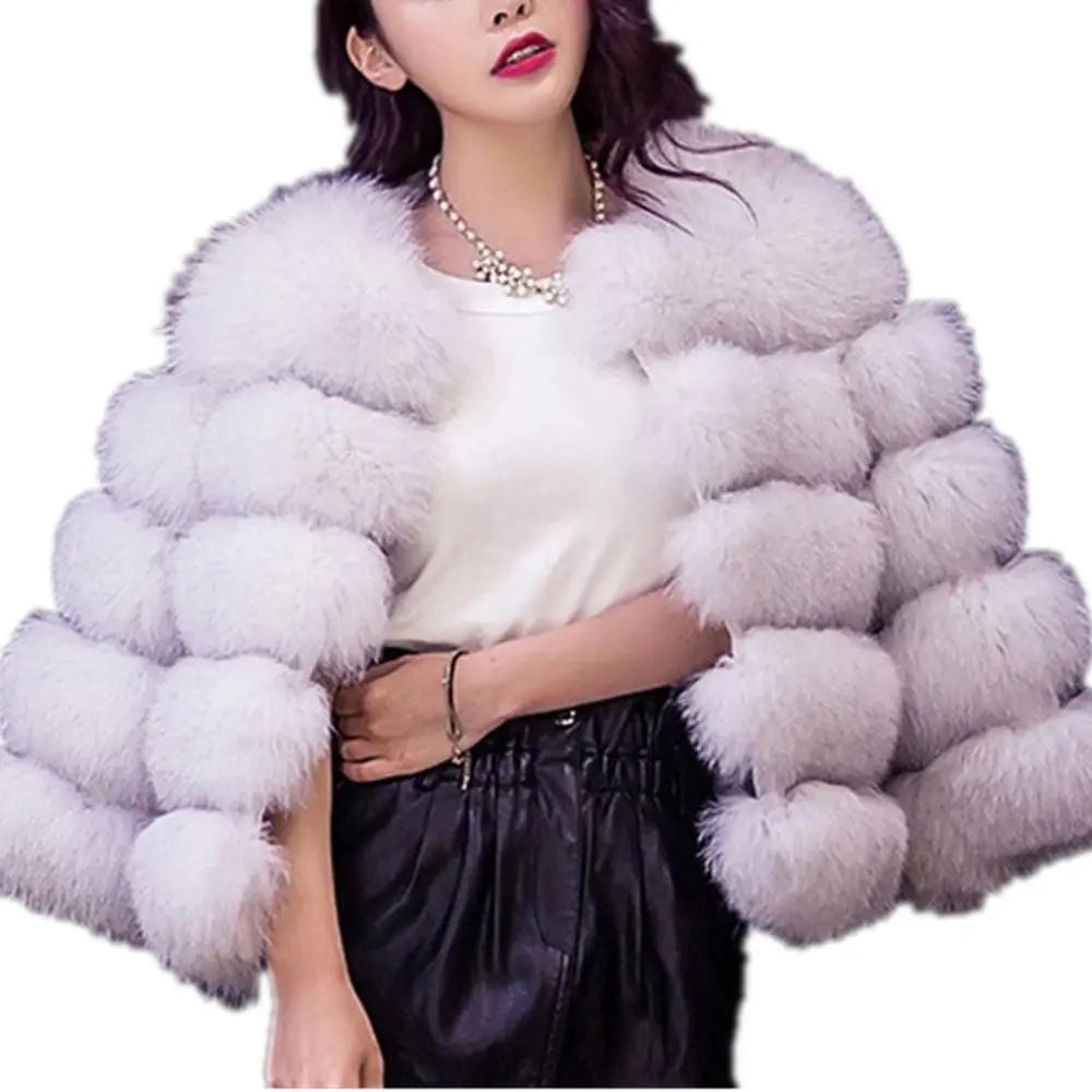 Lisa Colly New High Imitation Long Sleeves Short Fox Fur Coat Jacket ...