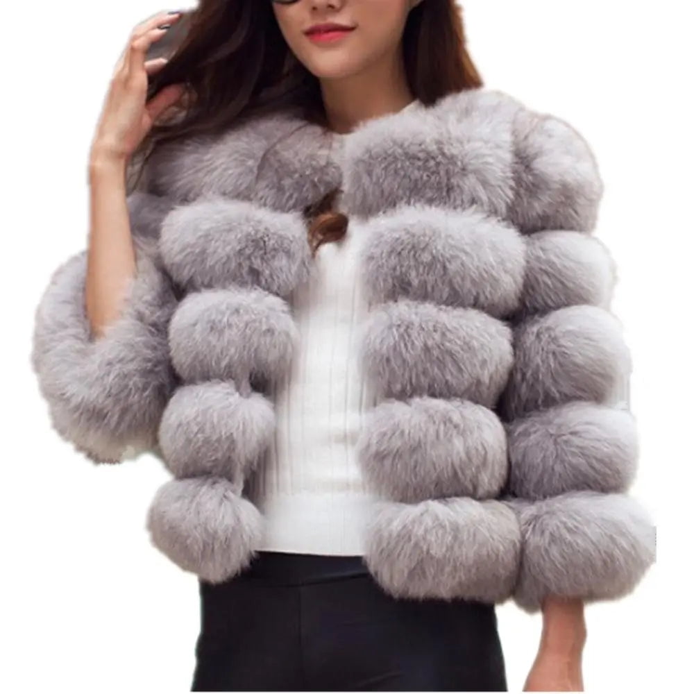 Lisa Colly New High Imitation Long Sleeves Short Fox Fur Coat Jacket ...