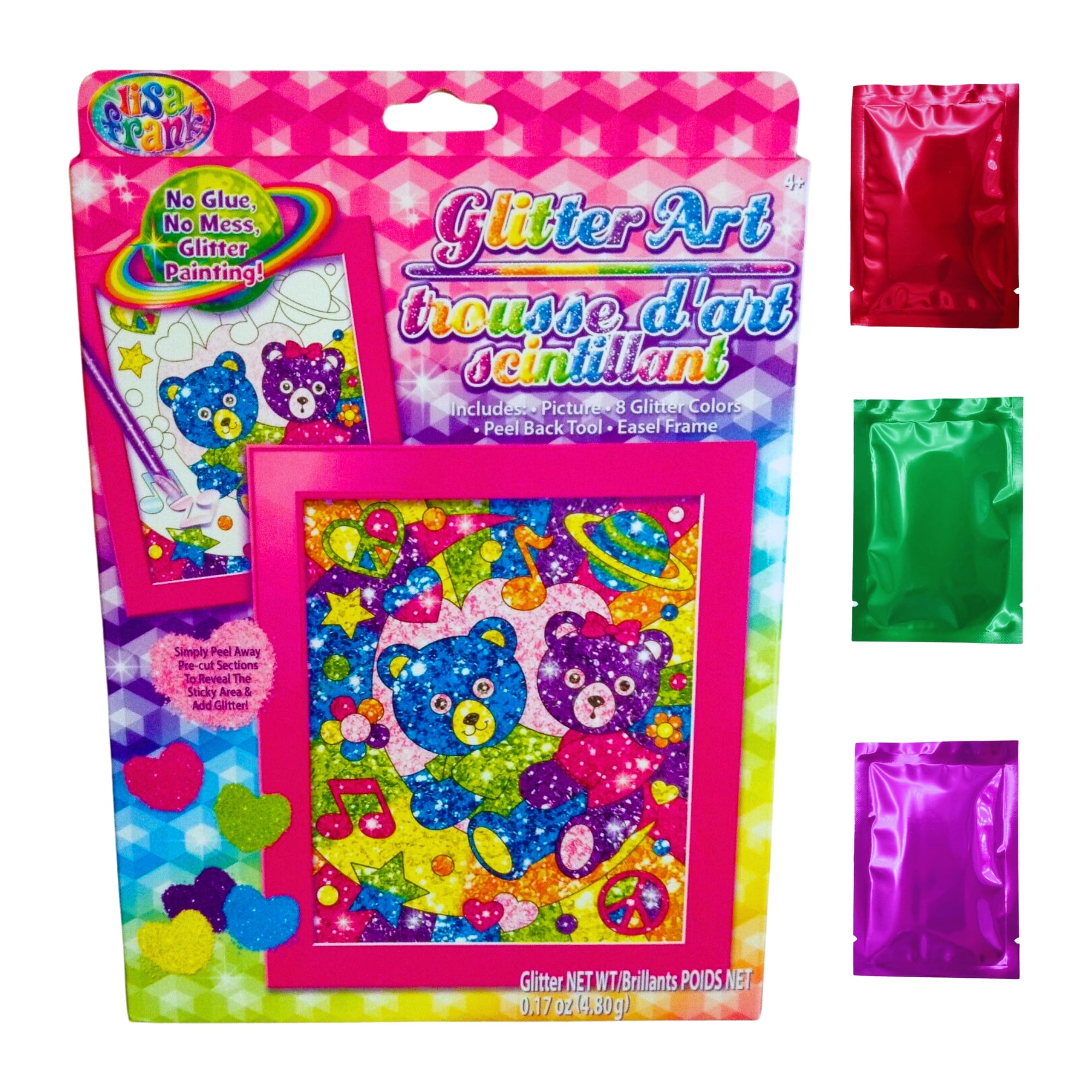 Lisa Frank Glitter Art with Picture, Includes 8 Glittery Colors Peel ...
