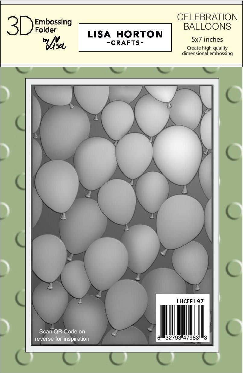 Lisa Horton Crafts Embossing Folder 5"X7"-Celebration Balloons ...