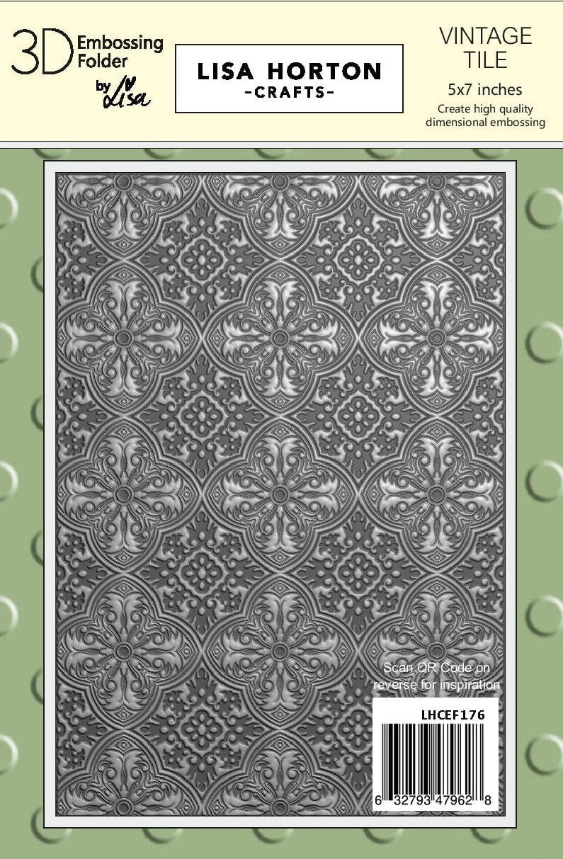 Lisa Horton Crafts Embossing Folder 5"X7"-Vintage Tile - Walmart.com