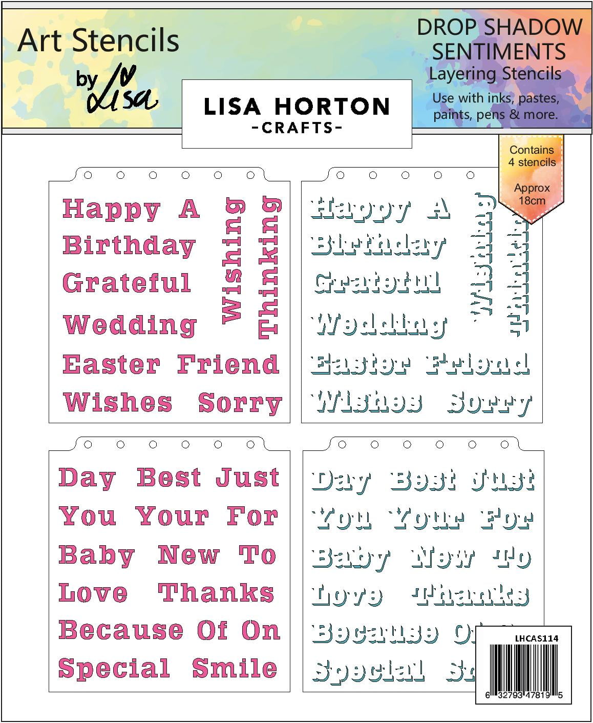 Lisa Horton Crafts Layering Stencils-Drop Shadow Sentiments - Walmart.com