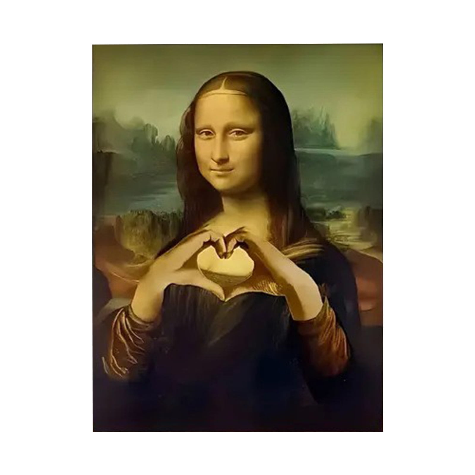 Lisa Making A Heart Gesture Mona Lisa Poster, Classic Art Meets Playful ...