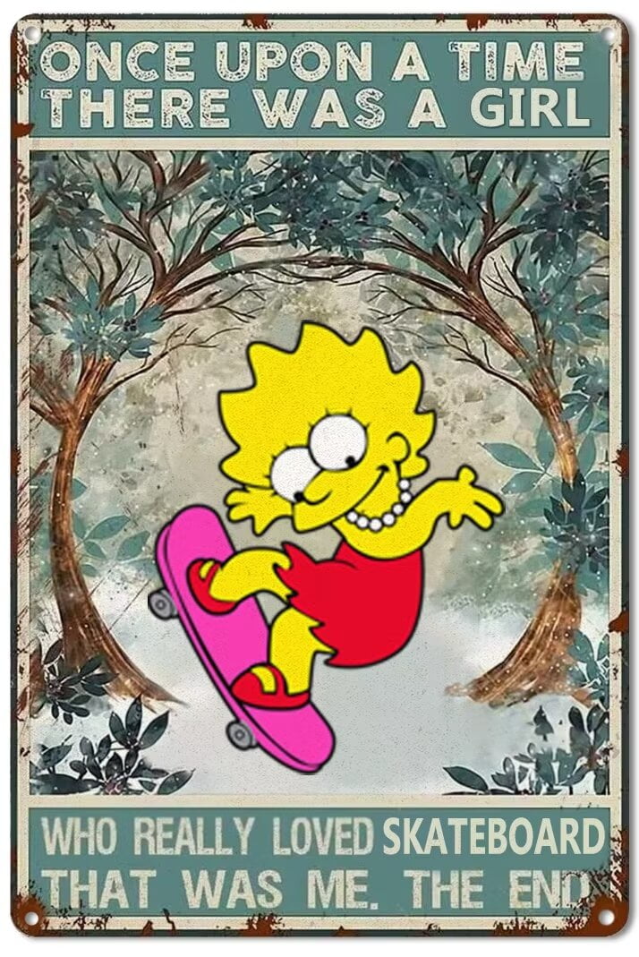 Lisa Simpson Skateboard Retro Metal Tin Sign A Girl Who Really Loved ...
