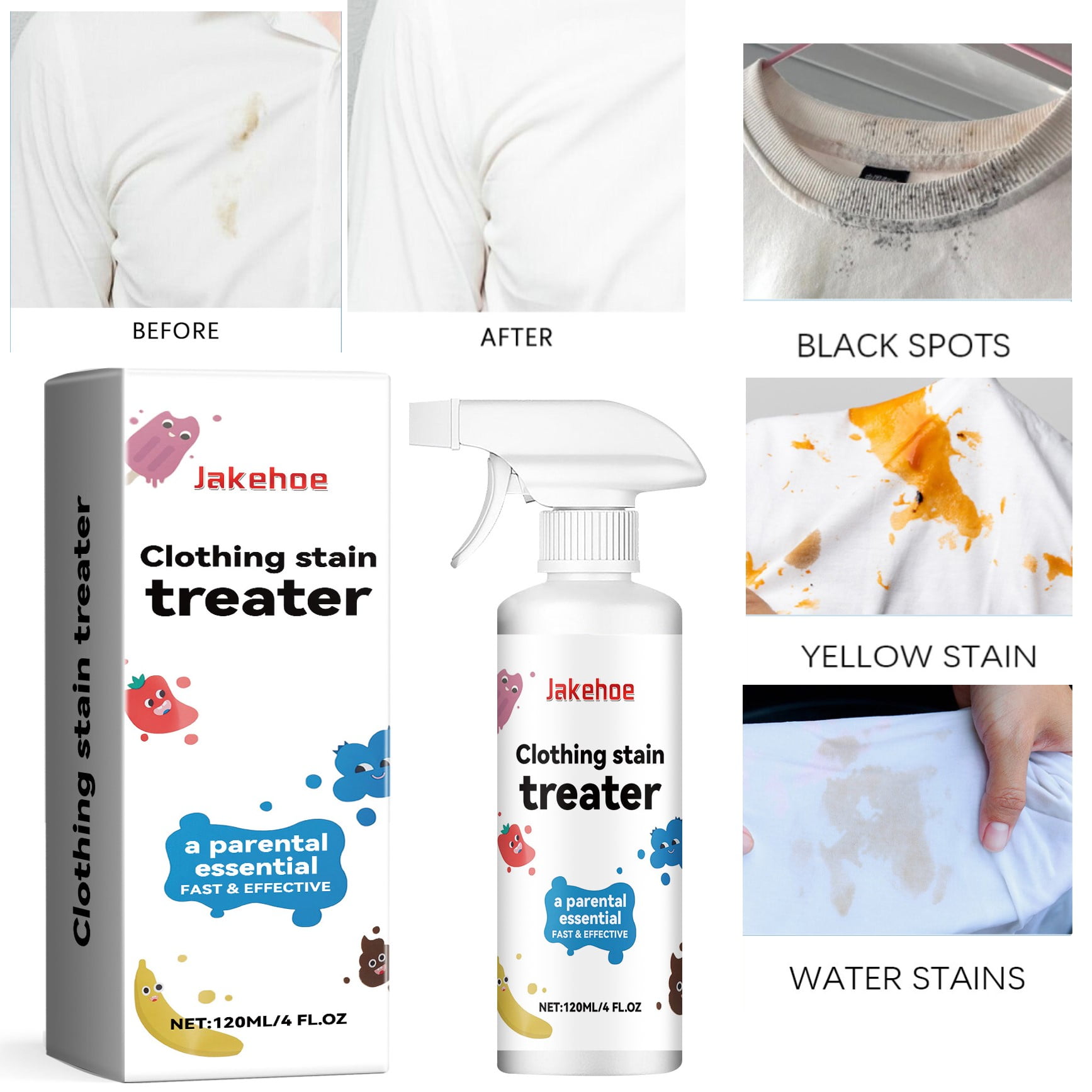 Lisade 120ML Clothes Stain Treater, Laundry Stain Remover Spray for ...