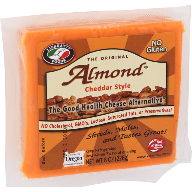 Lisanatti Healthy Almond Cheddar Cheese Alternative, 8 Ounce -- 12 per ...