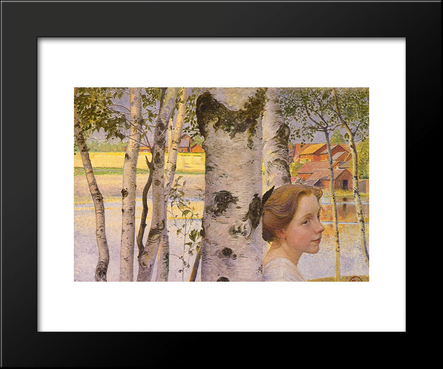 Lisbeth at the birch grove 20x24 Framed Art Print by Carl Larsson ...