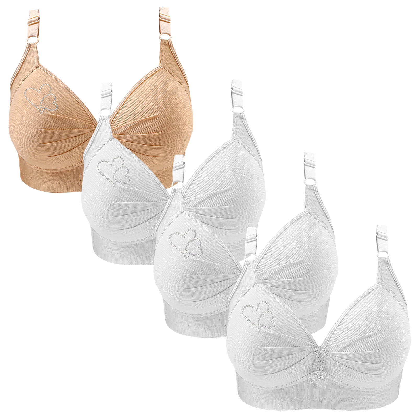 Lisbinx Comfortable Bras for Women 4PC Woman's Printing Gathered ...
