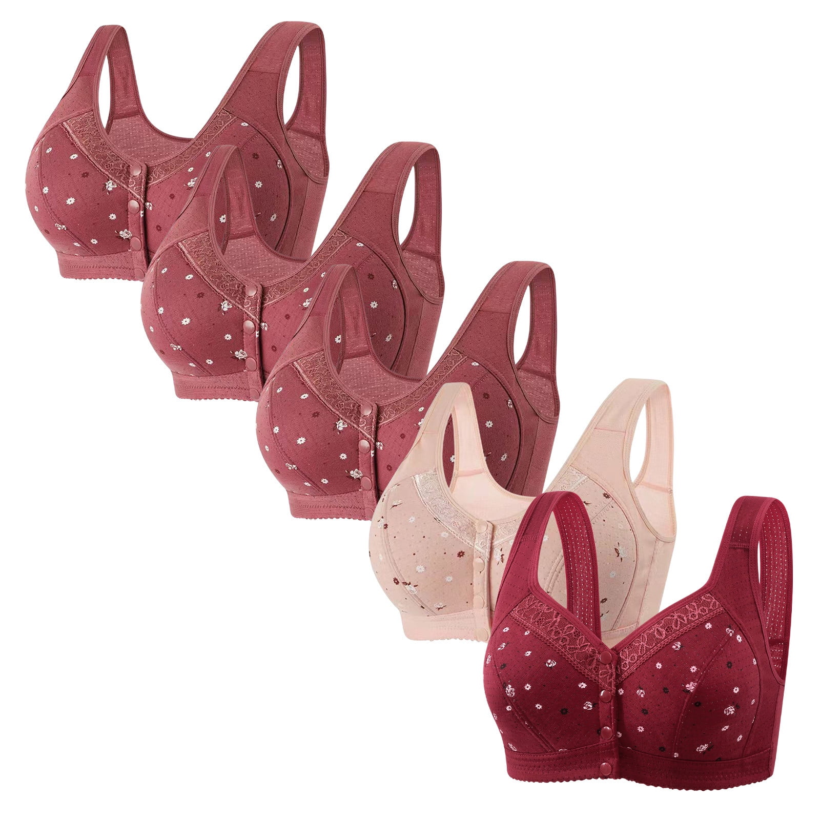 Lisbinx Everyday Bras 5pc Woman's Comfortable Lace Breathable Bra ...