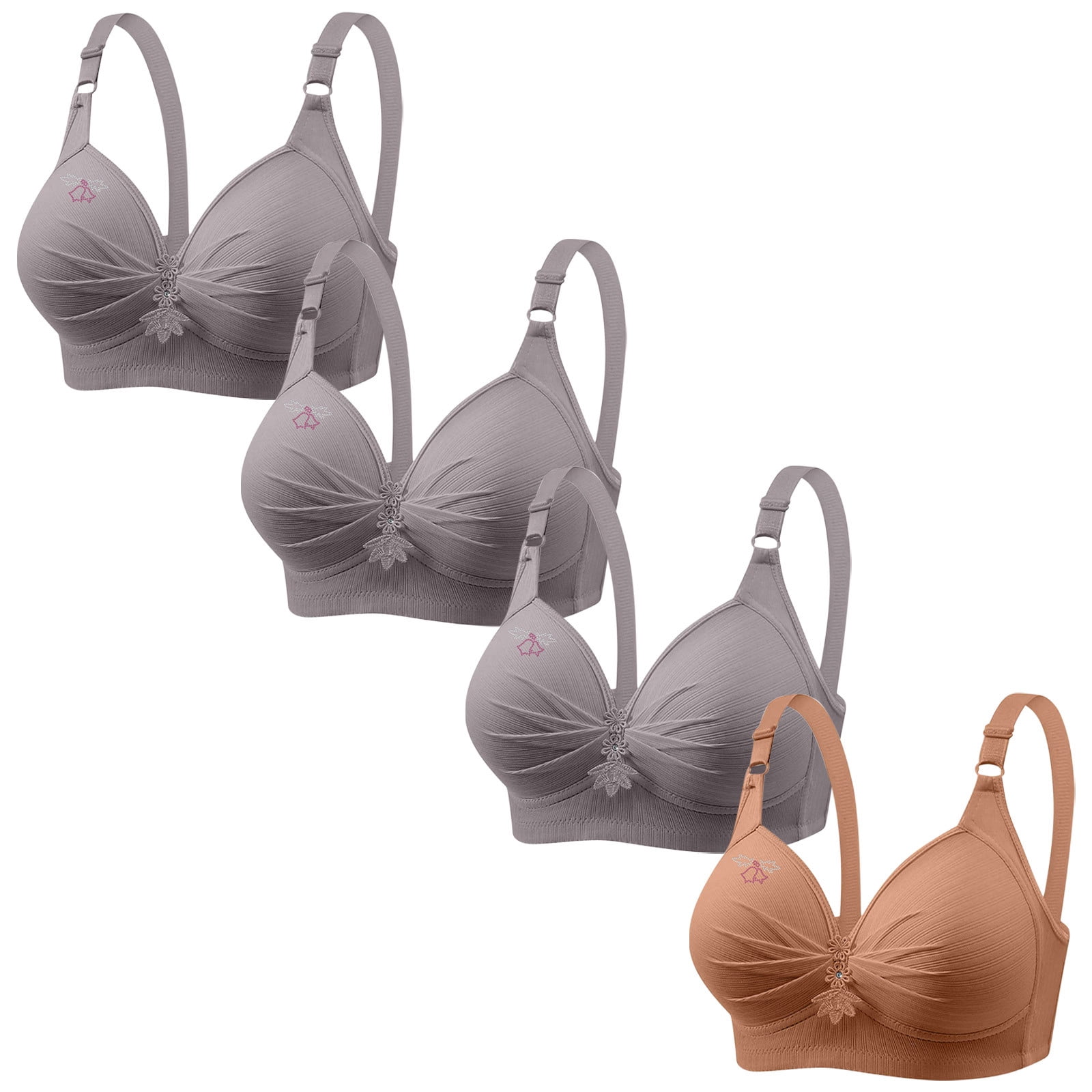 Lisbinx Nursing Bras 4PC Woman's Printing Gathered Together Large Size ...