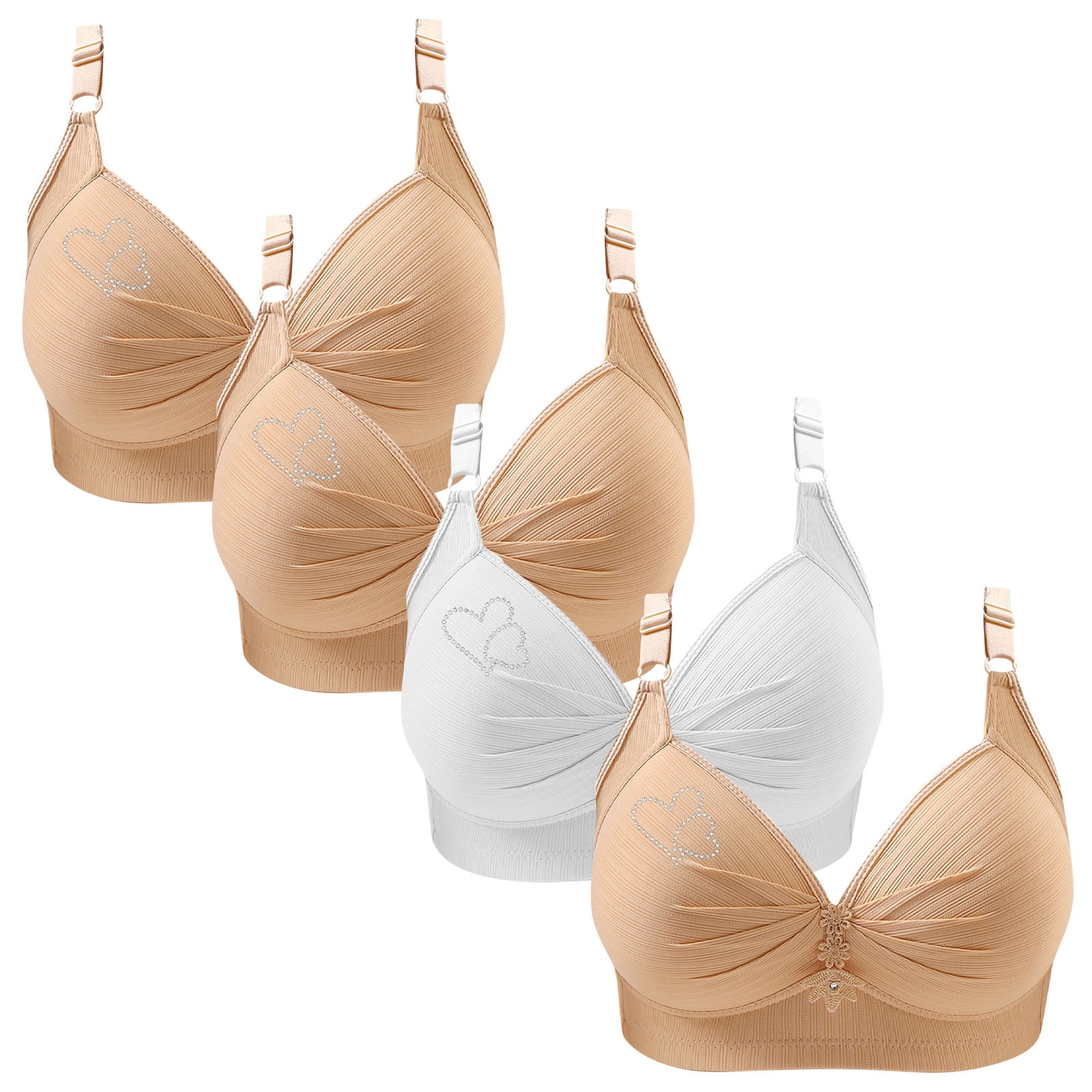 Lisbinx Women Bras 4PC Woman's Printing Gathered Together Large Size ...