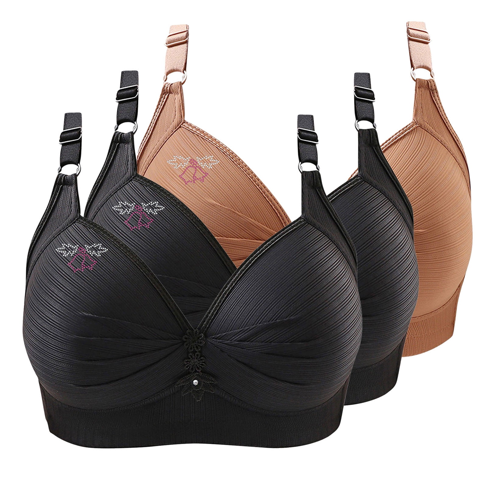 Lisbinx Comfortable Bras for Women 3PC Woman's Printing Gathered ...